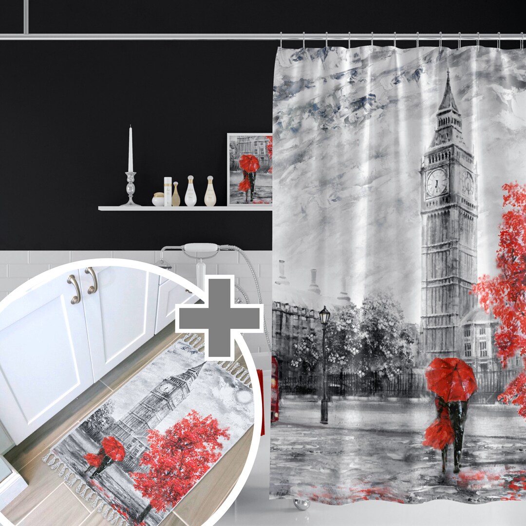 Big Ben Shower Curtain, Long Shower Curtain, Digital Print, Bath Mat 19 ...
