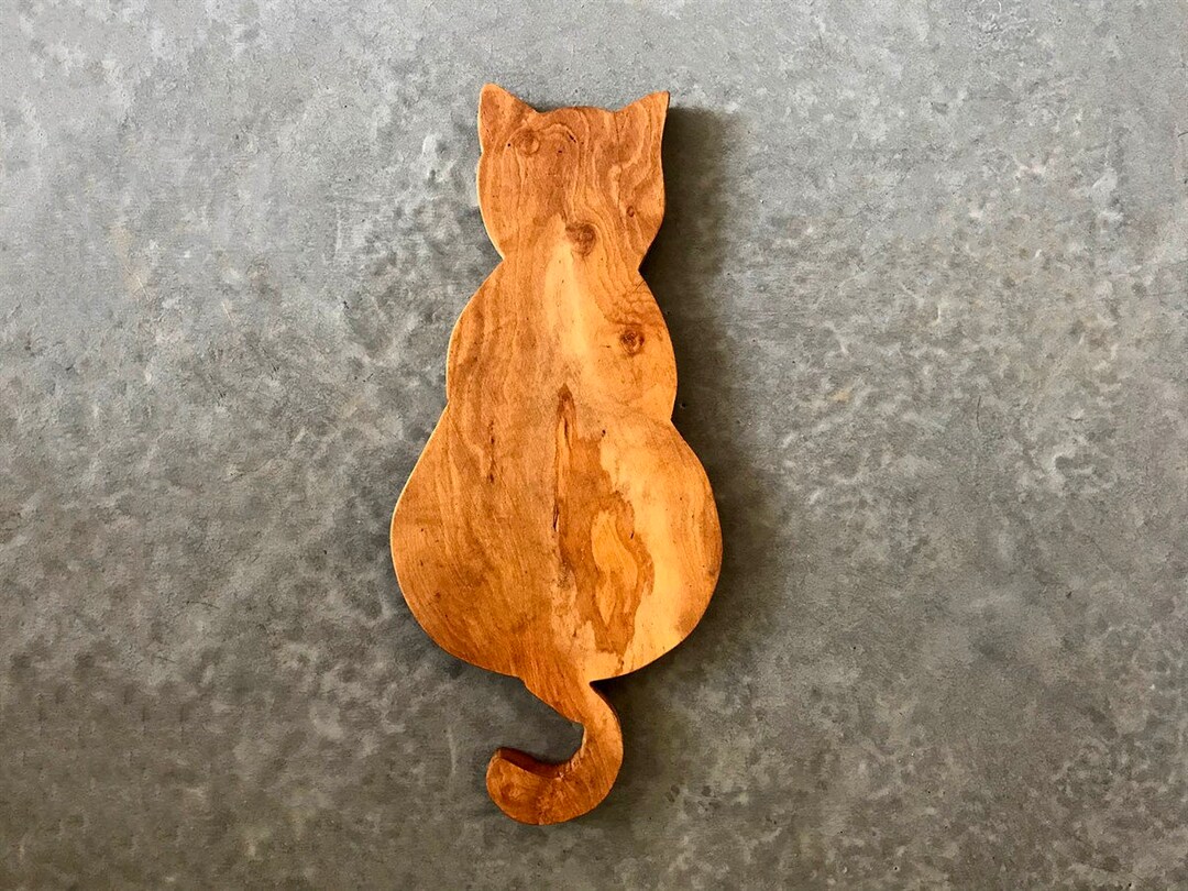 Olive Wood Serving Board, Cat Shape, Serving Board, Wooden Steak Board ...