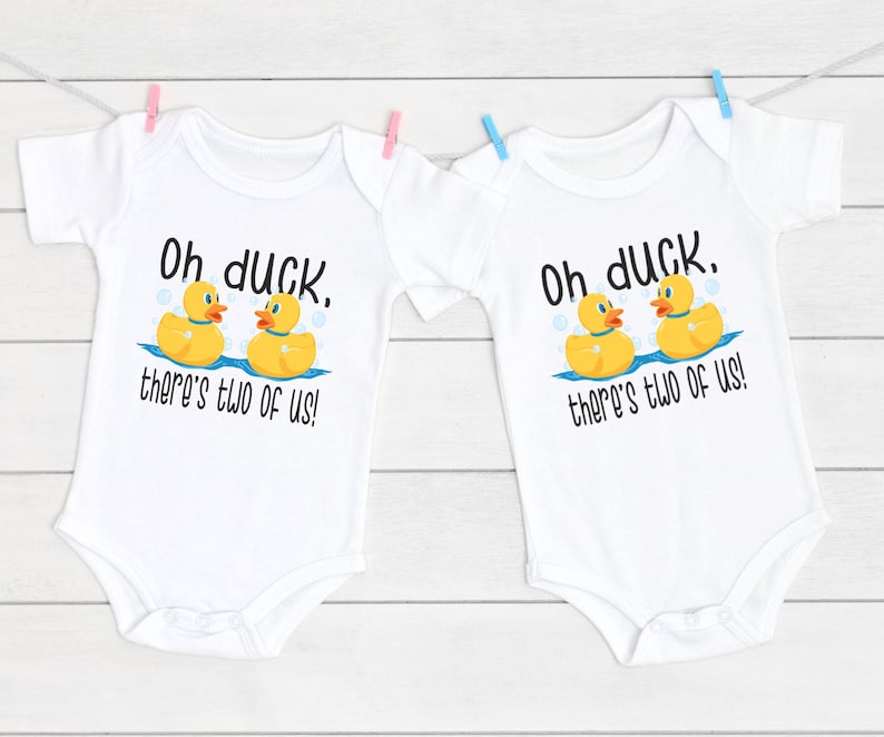 Funny Twin Baby Bodysuits: Oh Duck, There's Two of Us Baby Onesie® (set ...