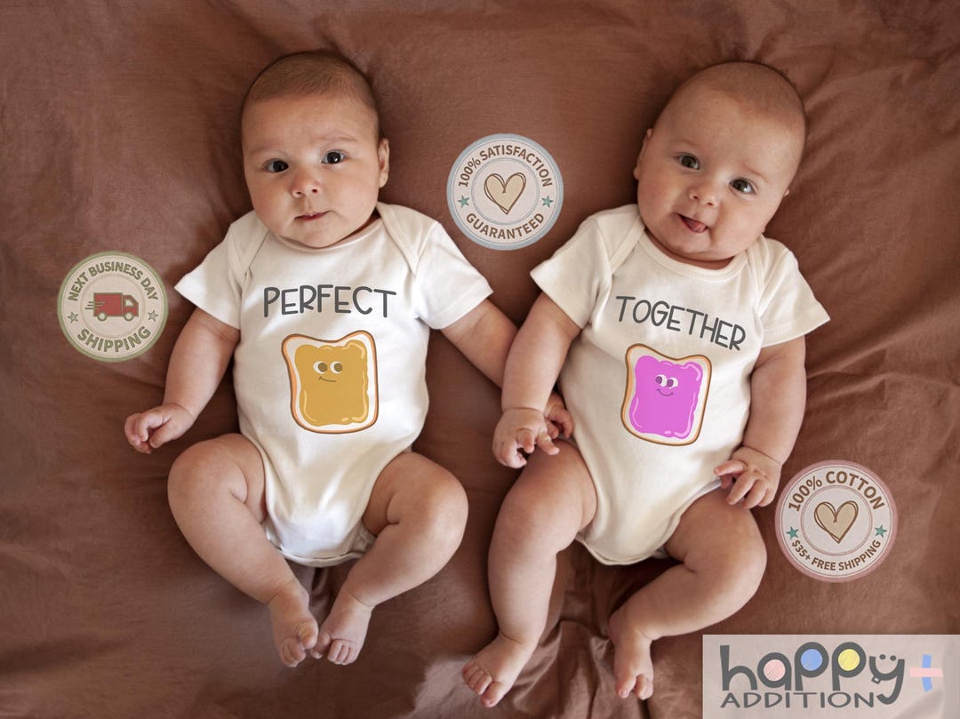 Twins Peanut Butter Jelly Baby Bodysuit, Matching Twin Friends Baby ...