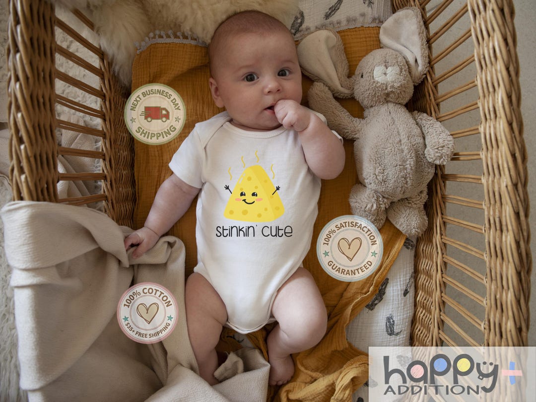 Stinkin' Cute Cheese Baby Bodysuit, Funny Baby Shower Gift, Onesie ...