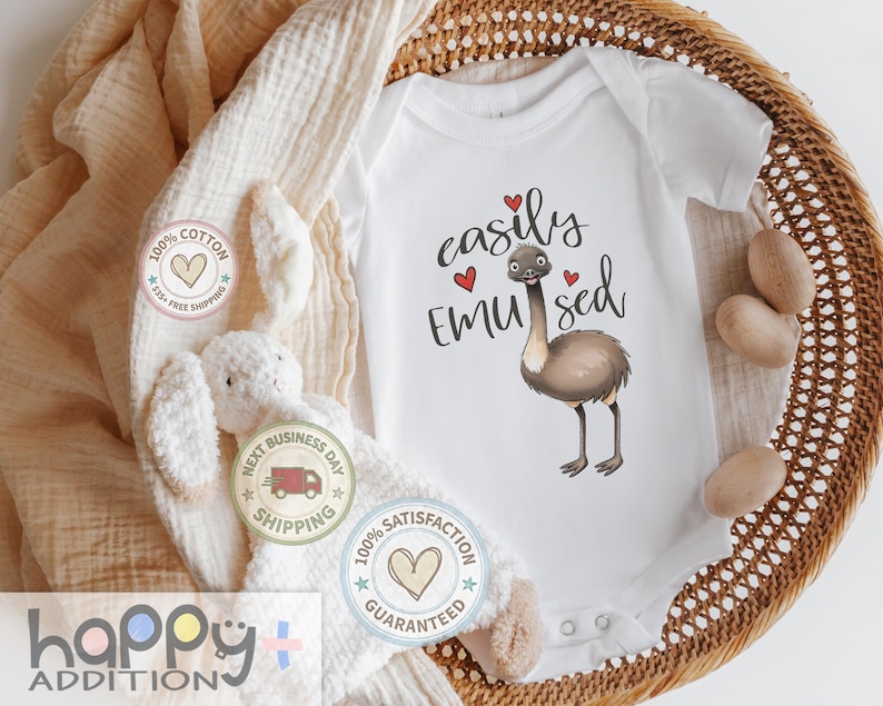 Easily Emused Emu Baby Bodysuit, Pun Meme Newborn Gift Onesie® - Etsy