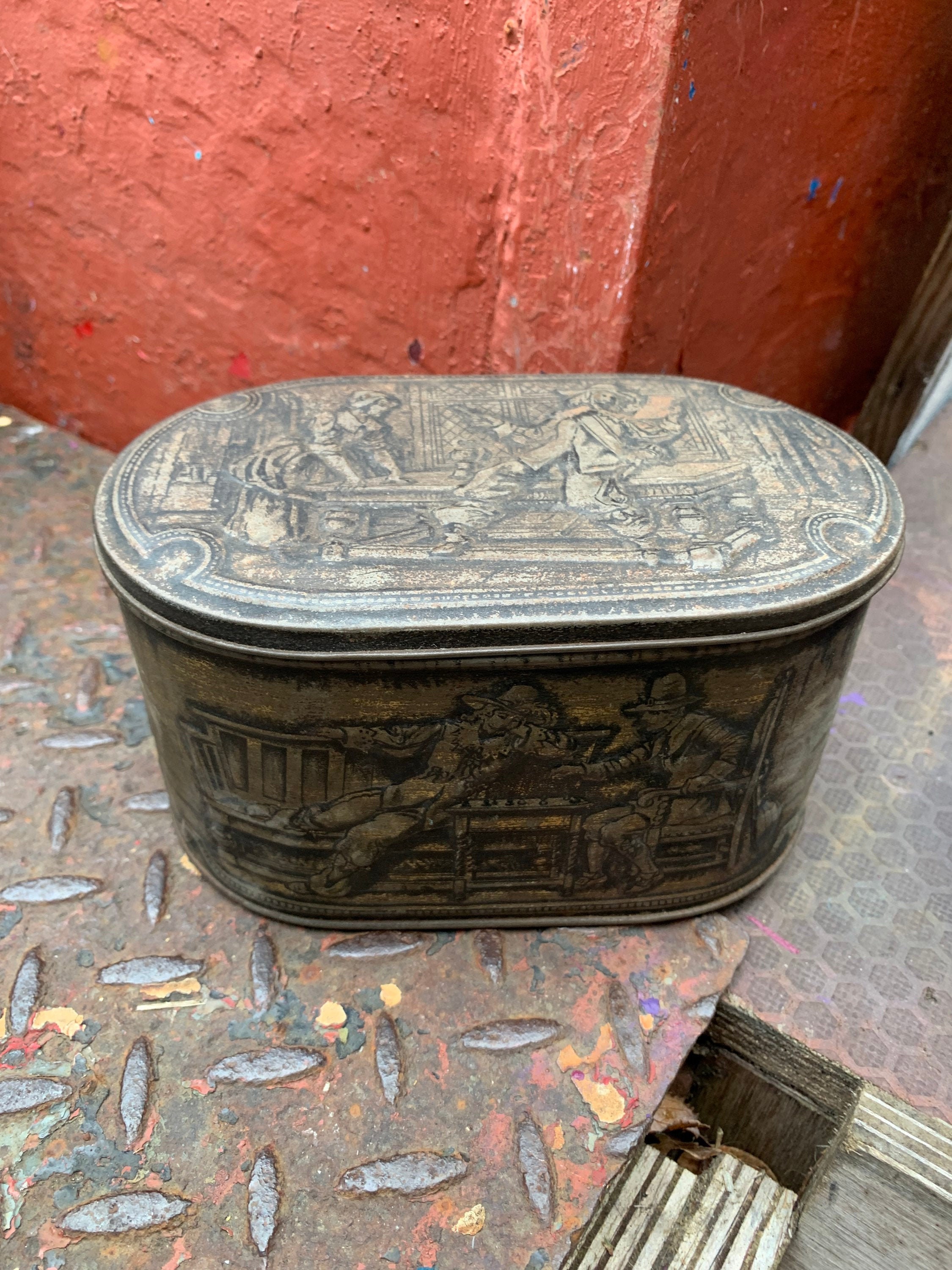 Medieval Scene Oval Tin Collectable Storage & Organization Home ...