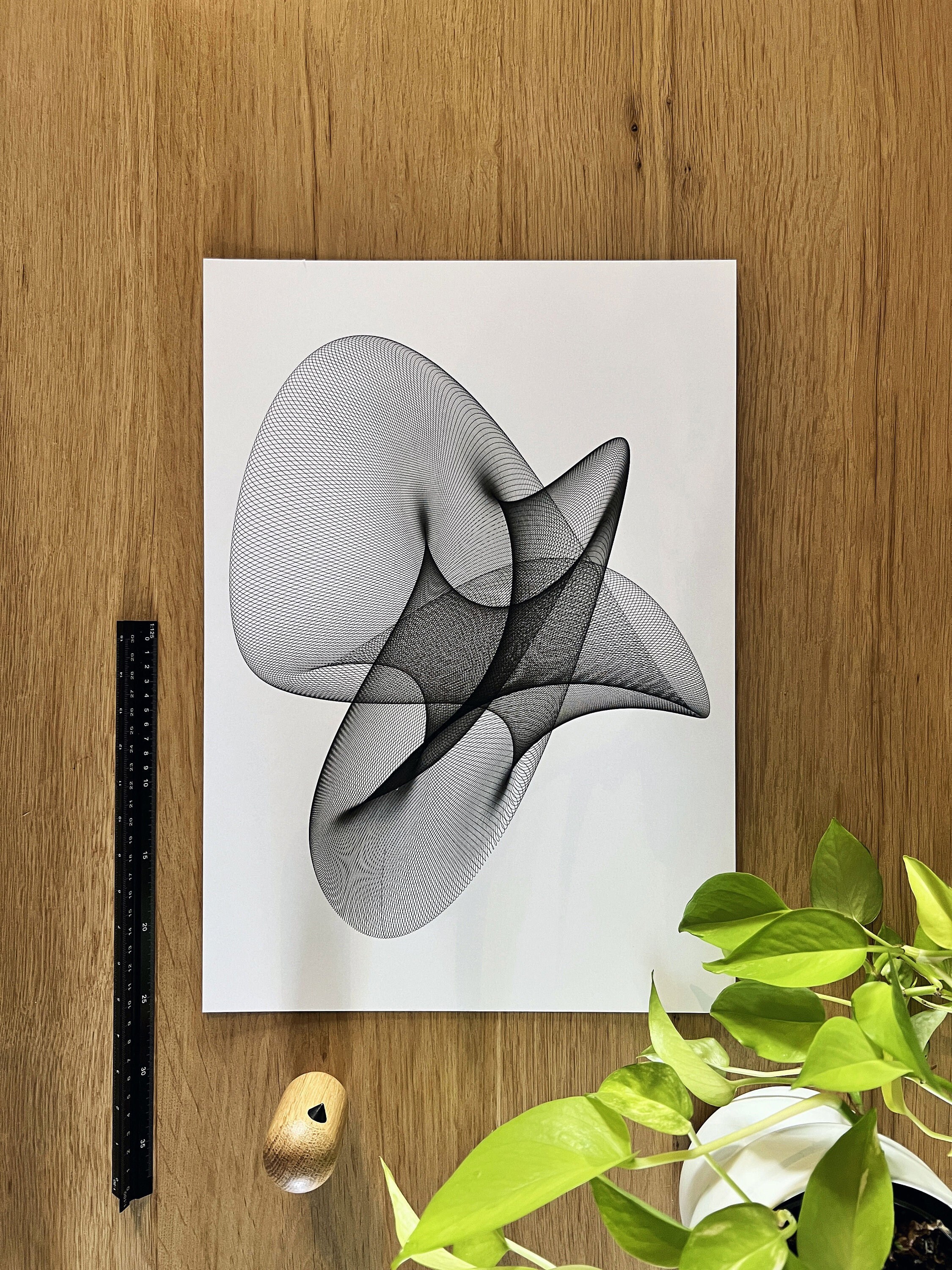 Pen Plotter Ink Drawing Fine Line Abstract Geometric Artwork Unique ...