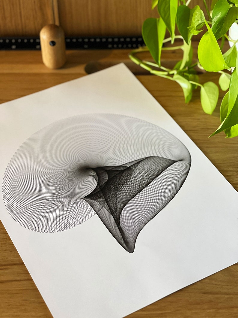 Pen Plotter Ink Drawing | Fine Line Abstract Geometric Artwork | Unique ...