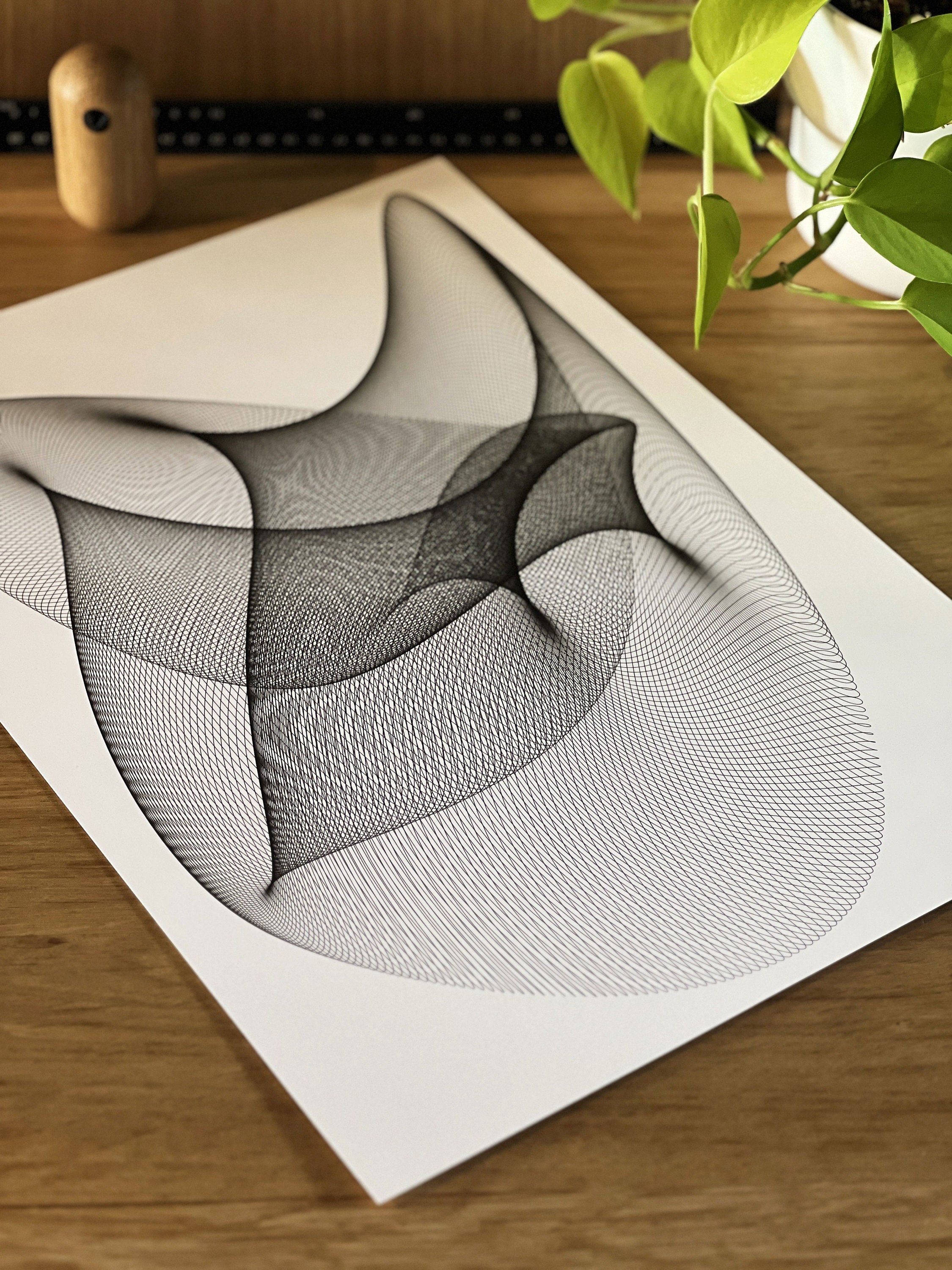 Pen Plotter Ink Drawing Fine Line Abstract Geometric Artwork Unique ...