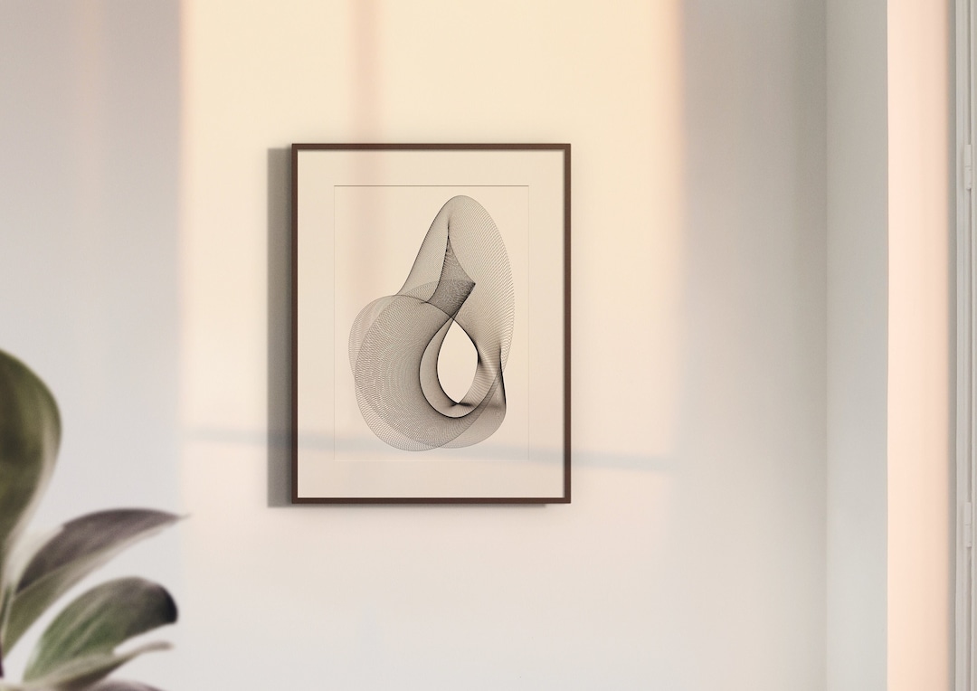 Pen Plotter Ink Drawing Fine Line Abstract Geometric Artwork Unique ...