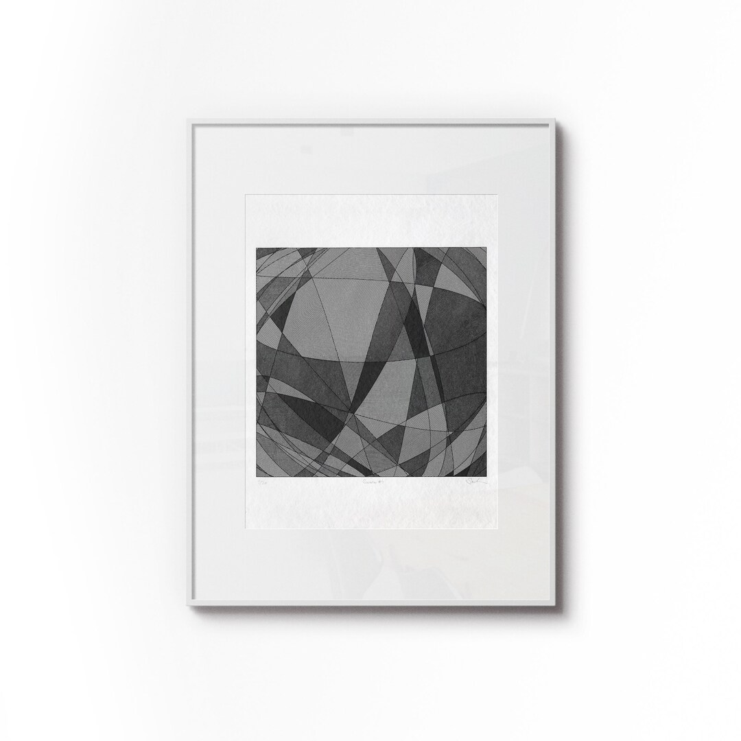 Pen Plotter Ink Drawing | Abstract Line Art | Unique Black Ink Graphic ...