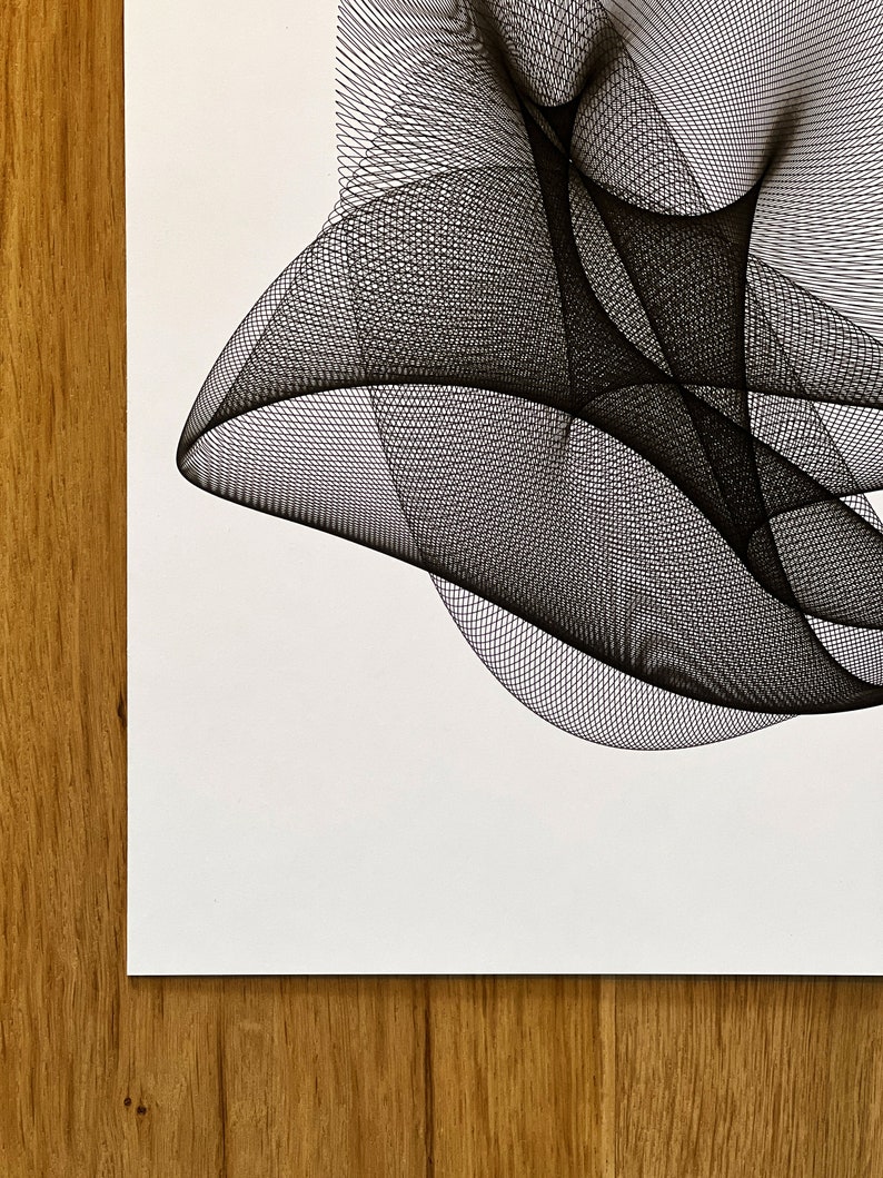Pen Plotter Ink Drawing | Fine Line Abstract Geometric Artwork | Unique ...