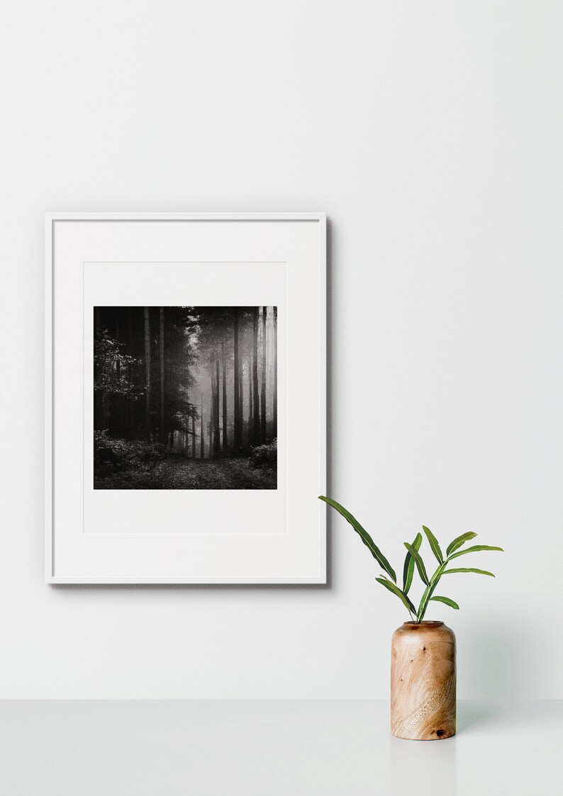 Pen Plotter Ink Drawing | Abstract Artwork of a Forest | Unique Black ...