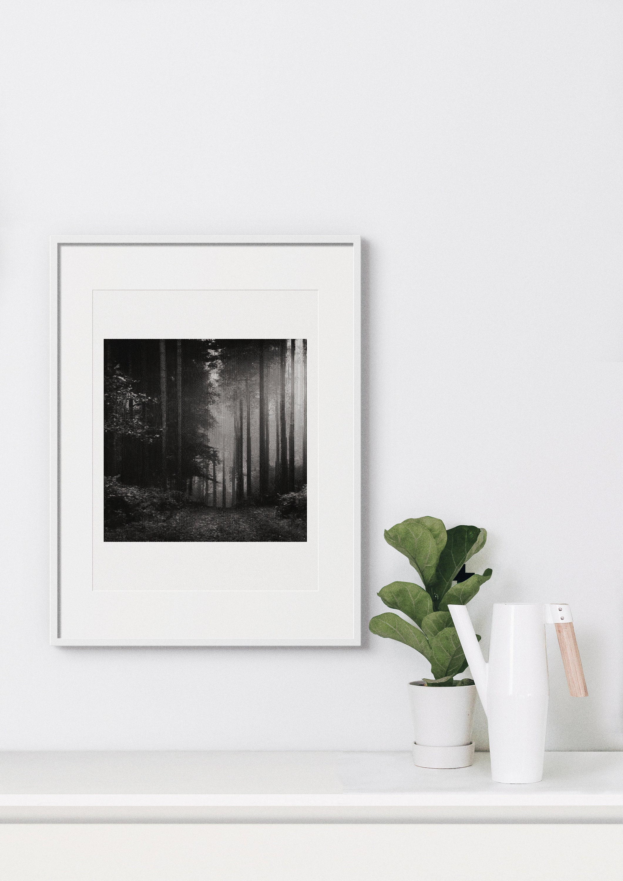 Pen Plotter Ink Drawing | Abstract Artwork of a Forest | Unique Black ...