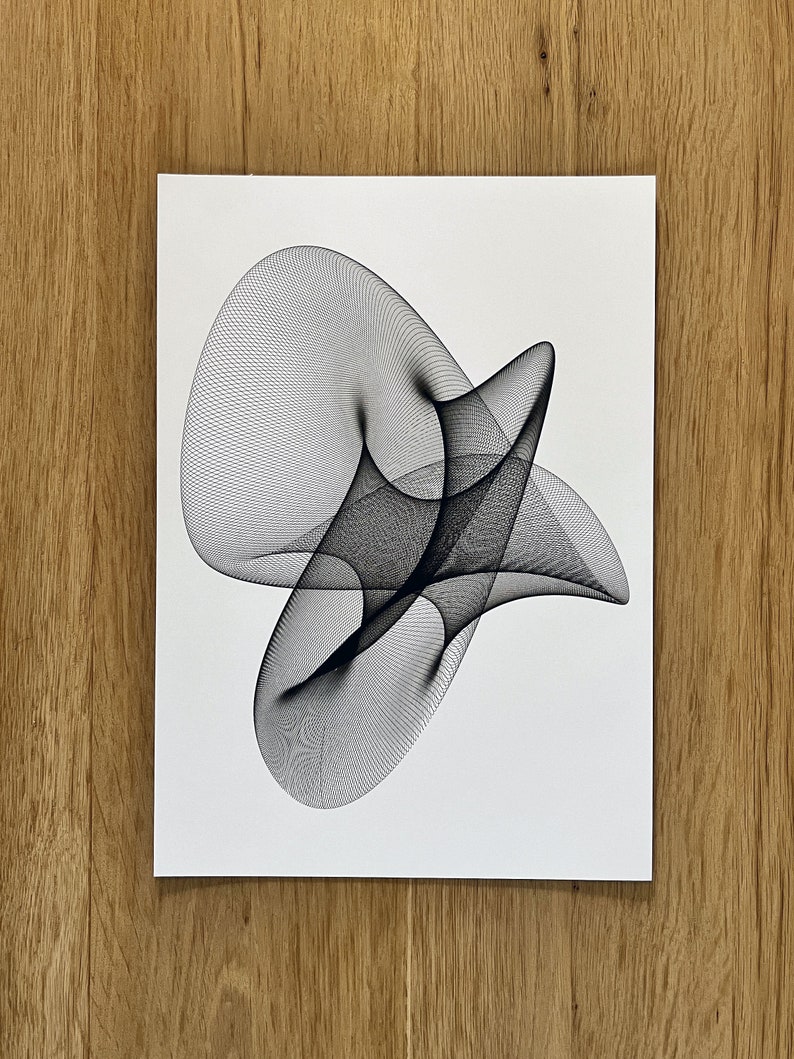 Pen Plotter Ink Drawing Fine Line Abstract Geometric Artwork Unique ...