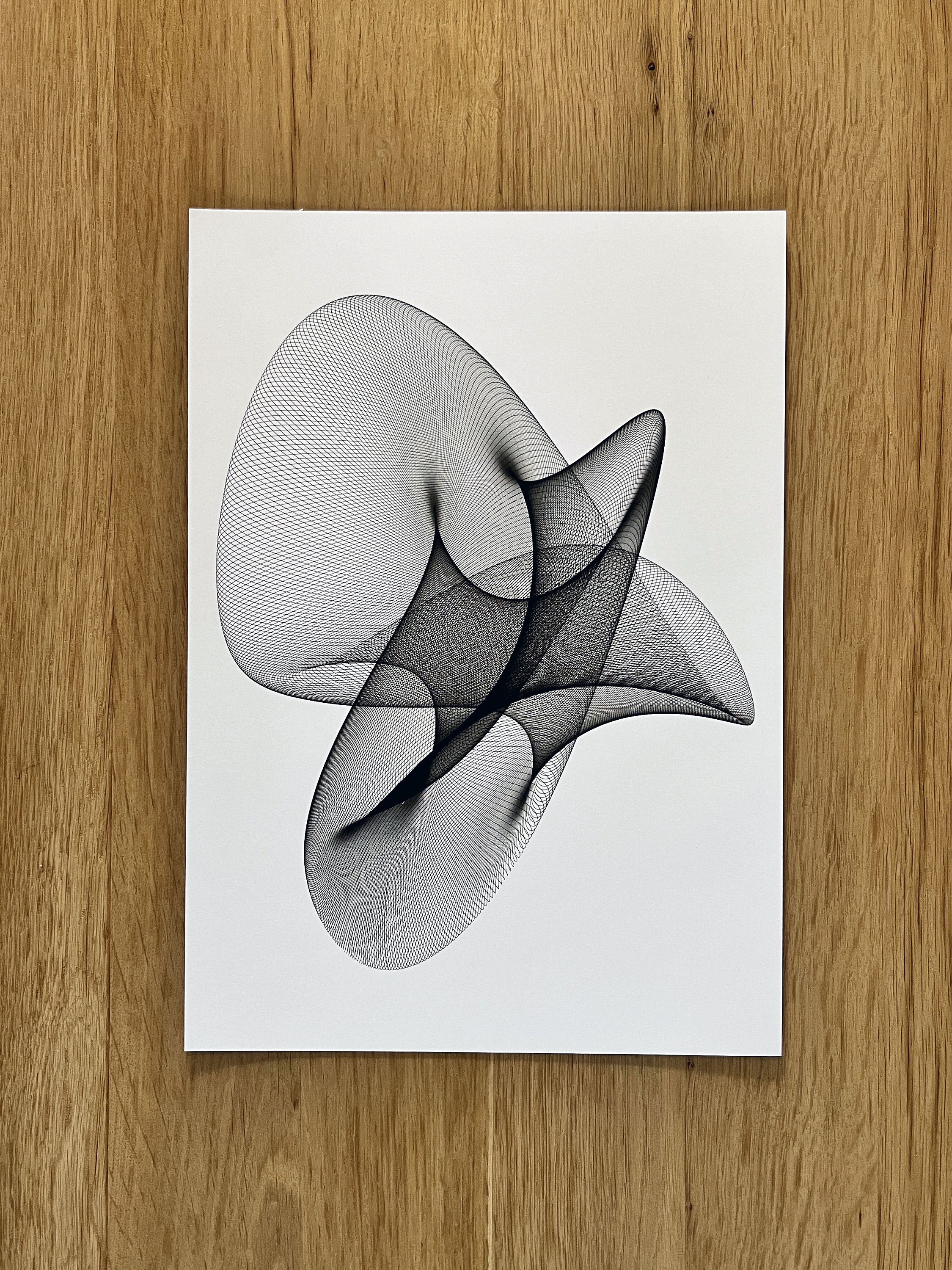 Pen Plotter Ink Drawing Fine Line Abstract Geometric Artwork Unique ...