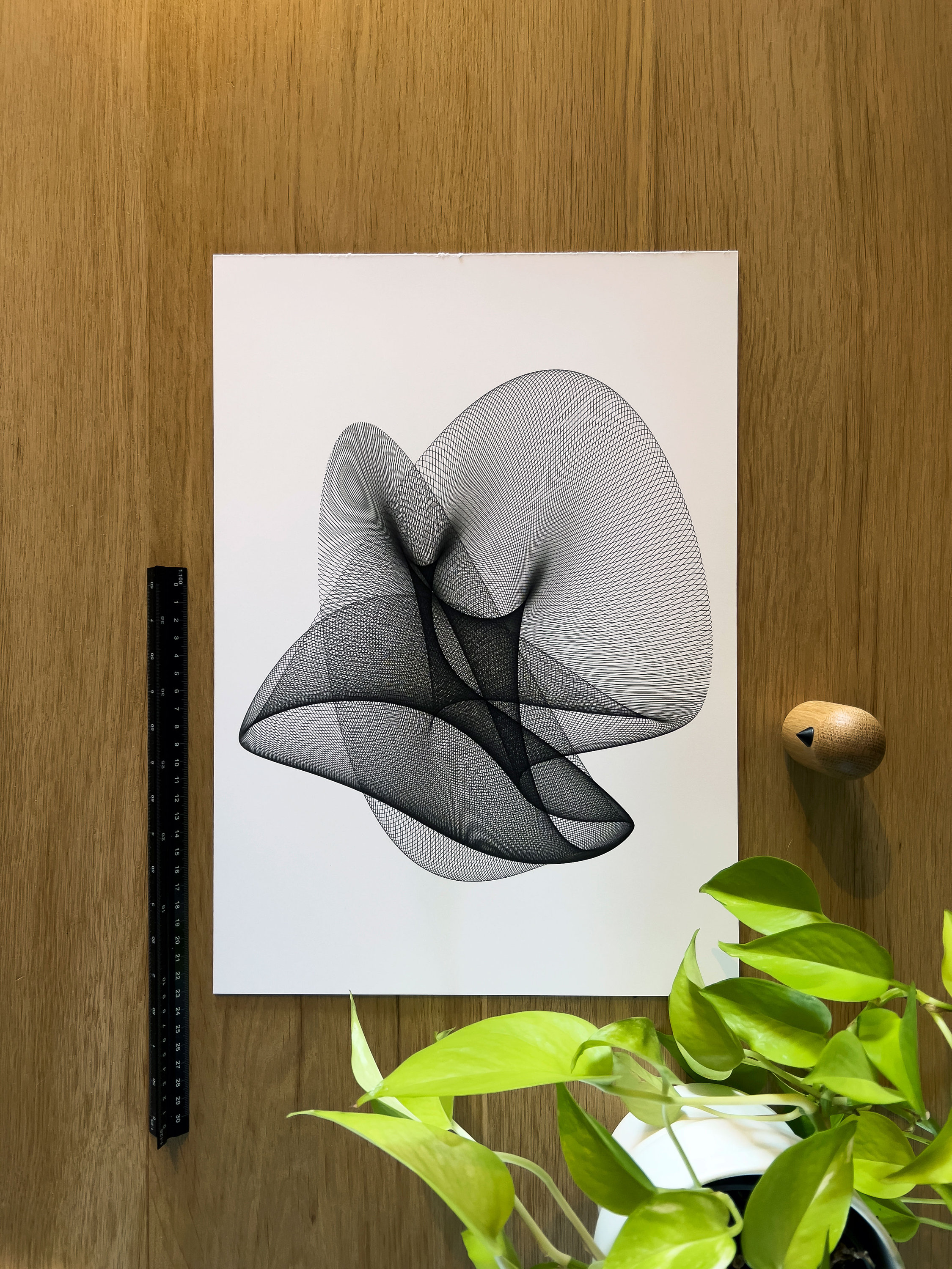 Pen Plotter Ink Drawing | Fine Line Abstract Geometric Artwork | Unique ...