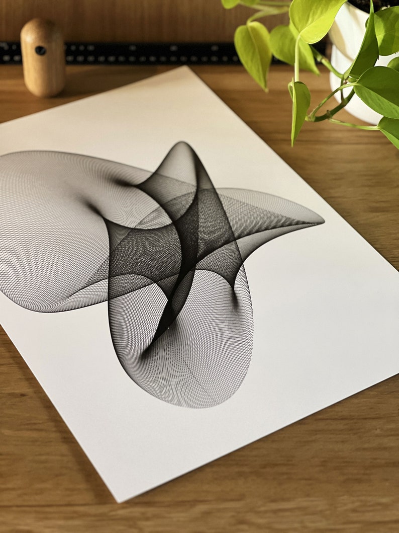 Pen Plotter Ink Drawing Fine Line Abstract Geometric Artwork Unique ...