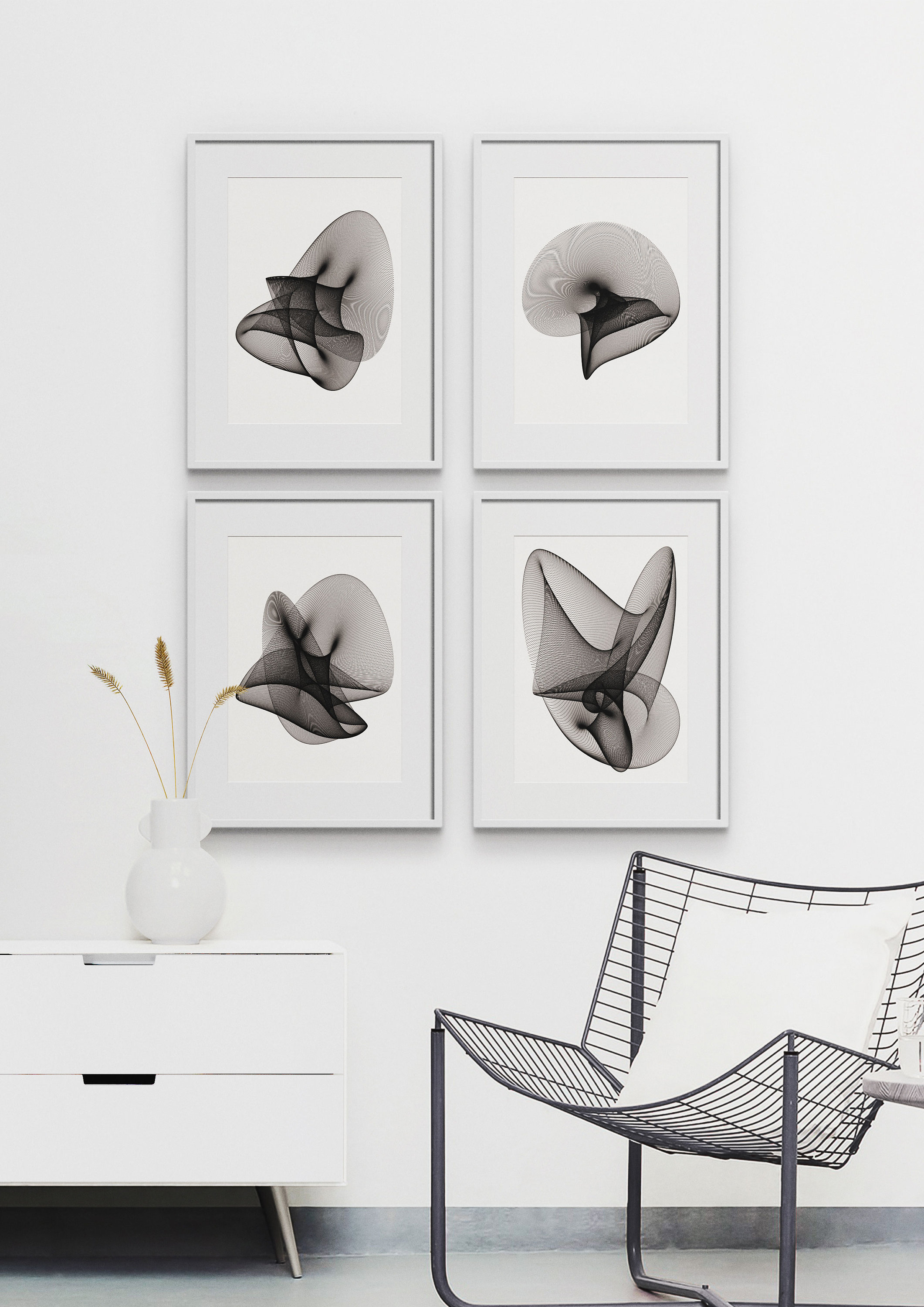 Pen Plotter Ink Drawing | Fine Line Abstract Geometric Artwork | Unique ...