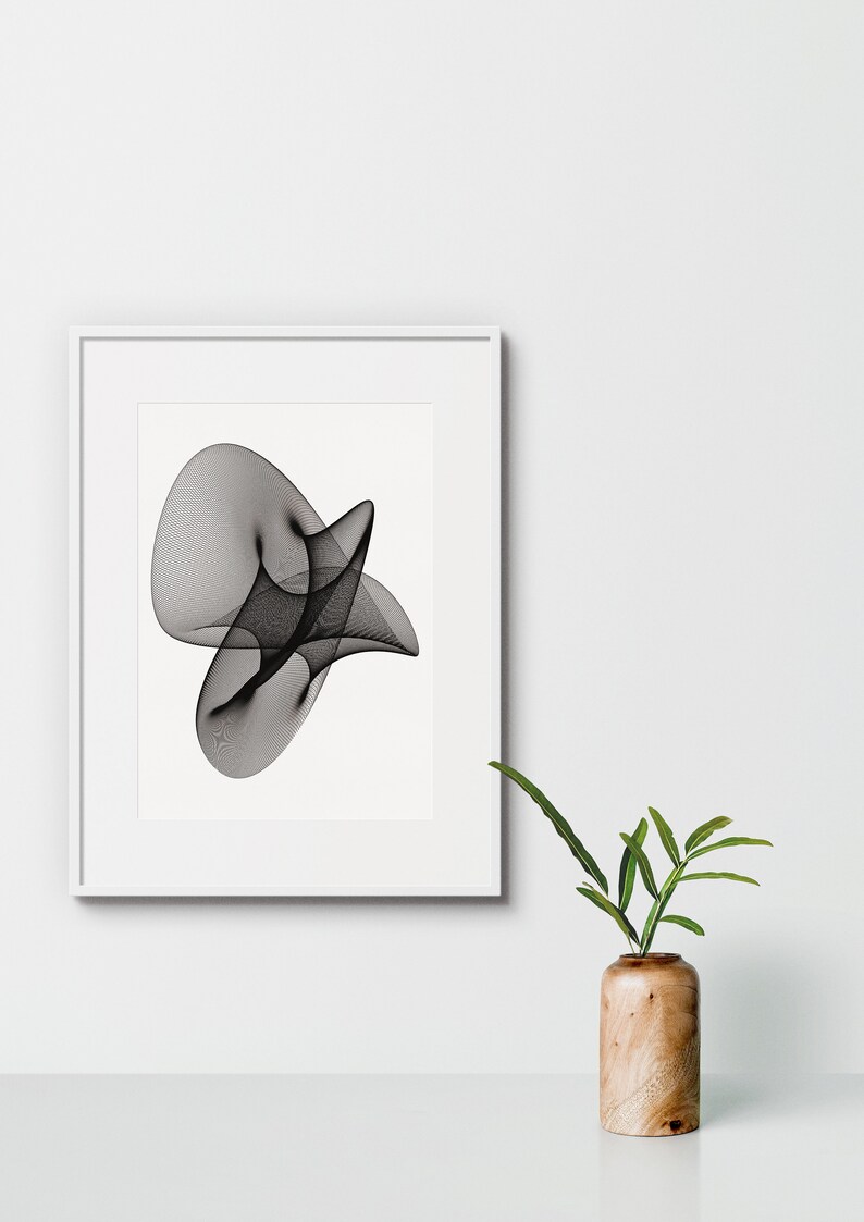 Pen Plotter Ink Drawing Fine Line Abstract Geometric Artwork Unique ...