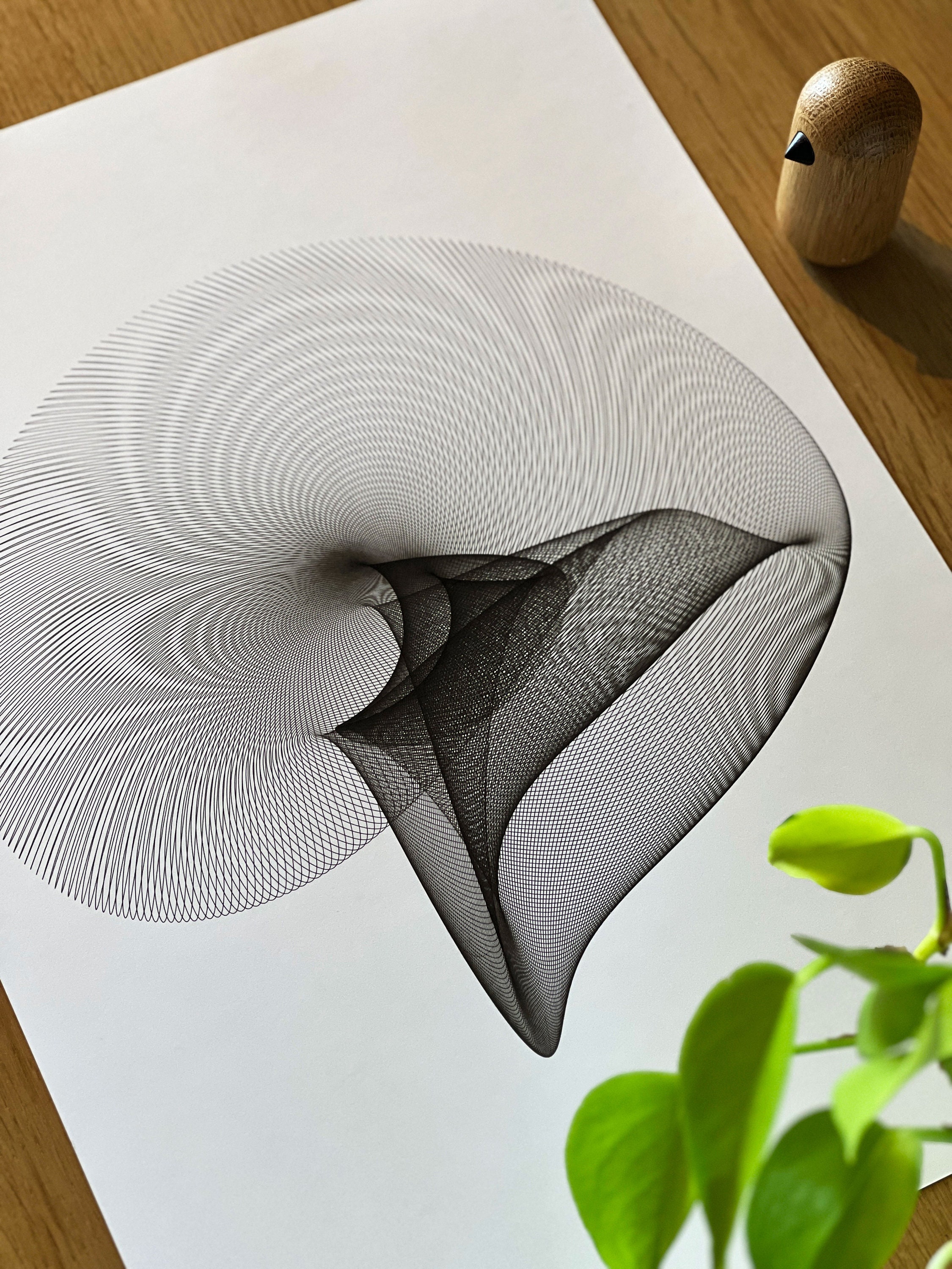 Pen Plotter Ink Drawing | Fine Line Abstract Geometric Artwork | Unique ...