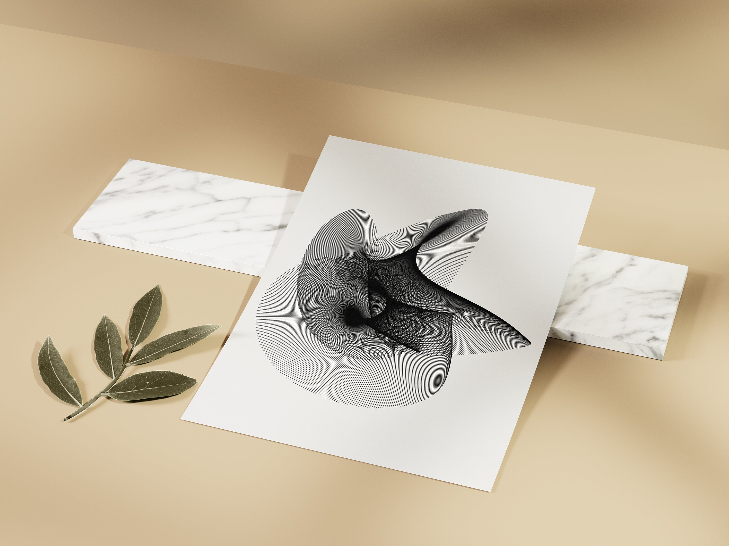 Pen Plotter Ink Drawing Fine Line Abstract Geometric Artwork Unique ...