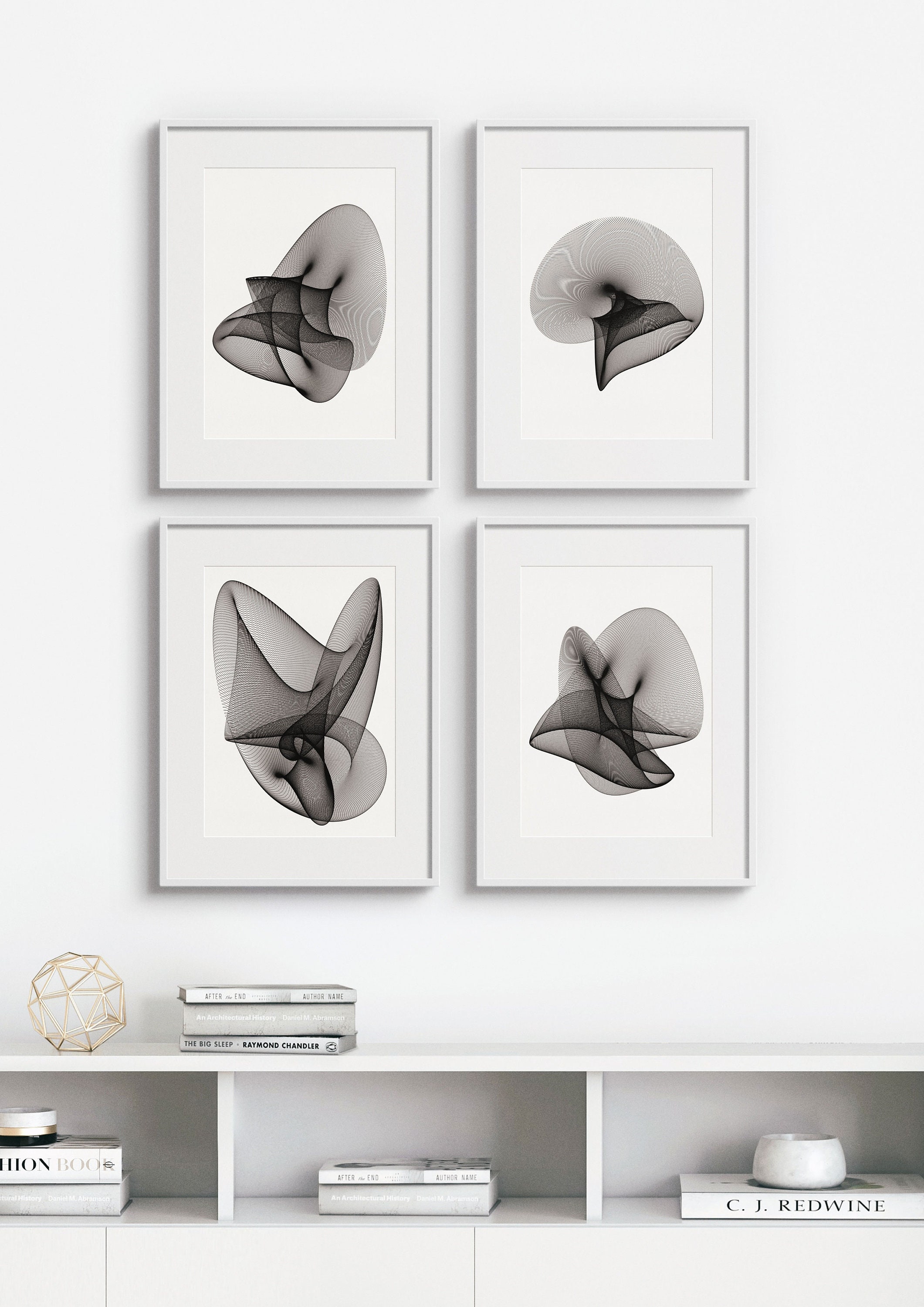 Pen Plotter Ink Drawing Fine Line Abstract Geometric Artwork Unique ...