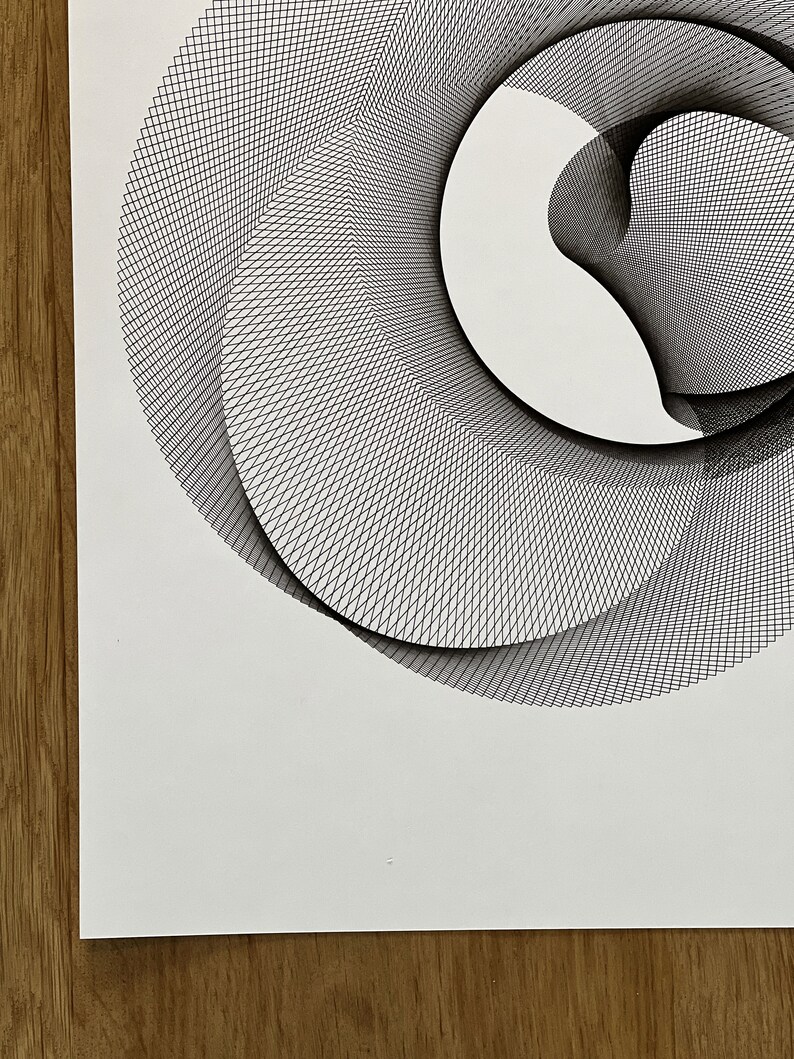 Pen Plotter Ink Drawing Fine Line Abstract Geometric Artwork Unique ...