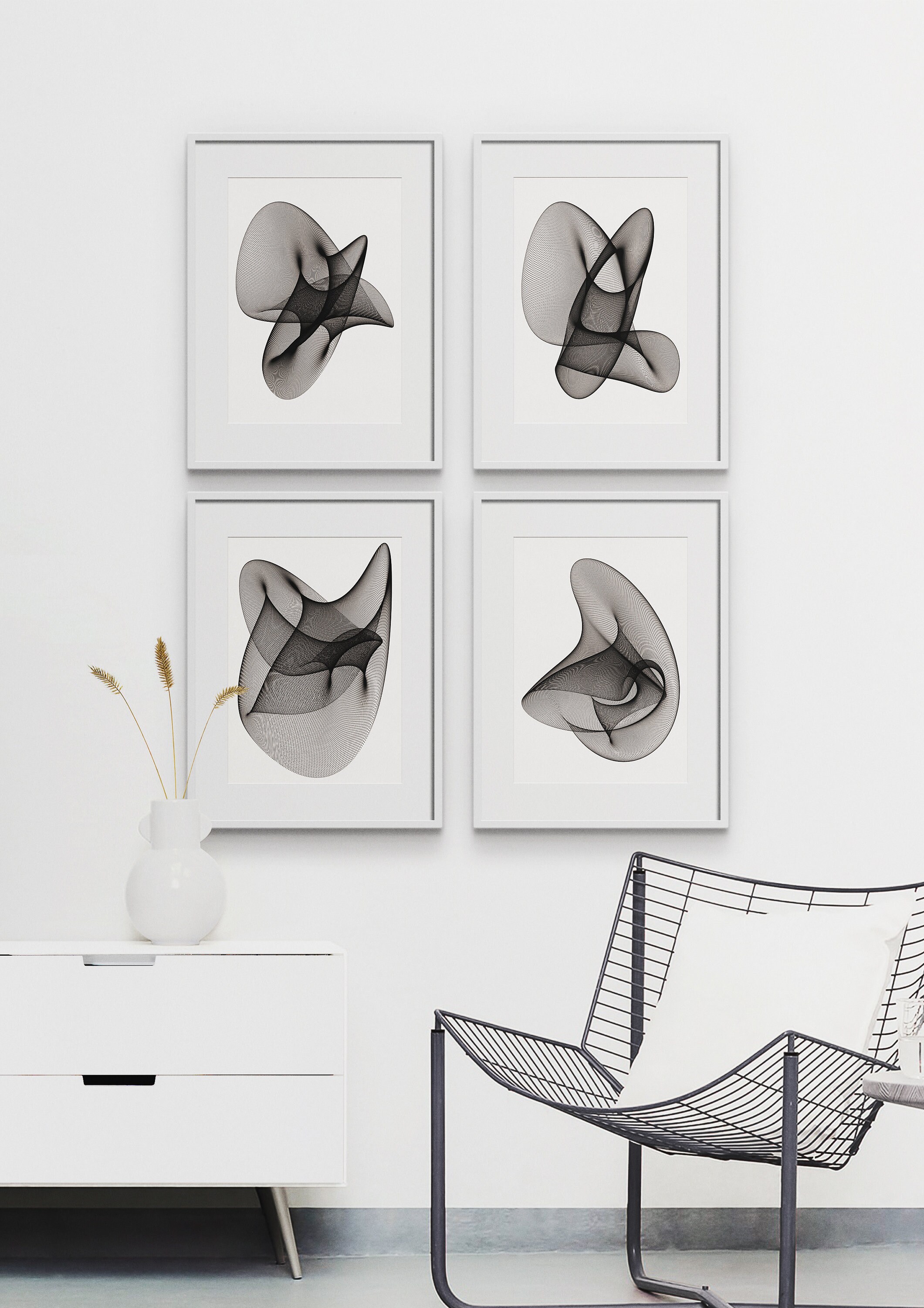 Pen Plotter Ink Drawing Fine Line Abstract Geometric Artwork Unique ...