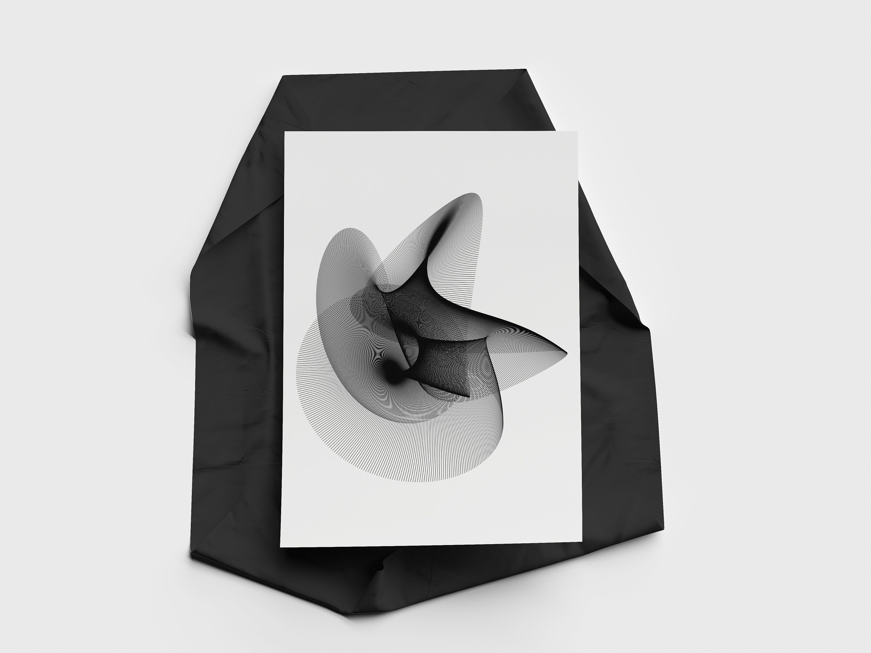 Pen Plotter Ink Drawing Fine Line Abstract Geometric Artwork Unique ...