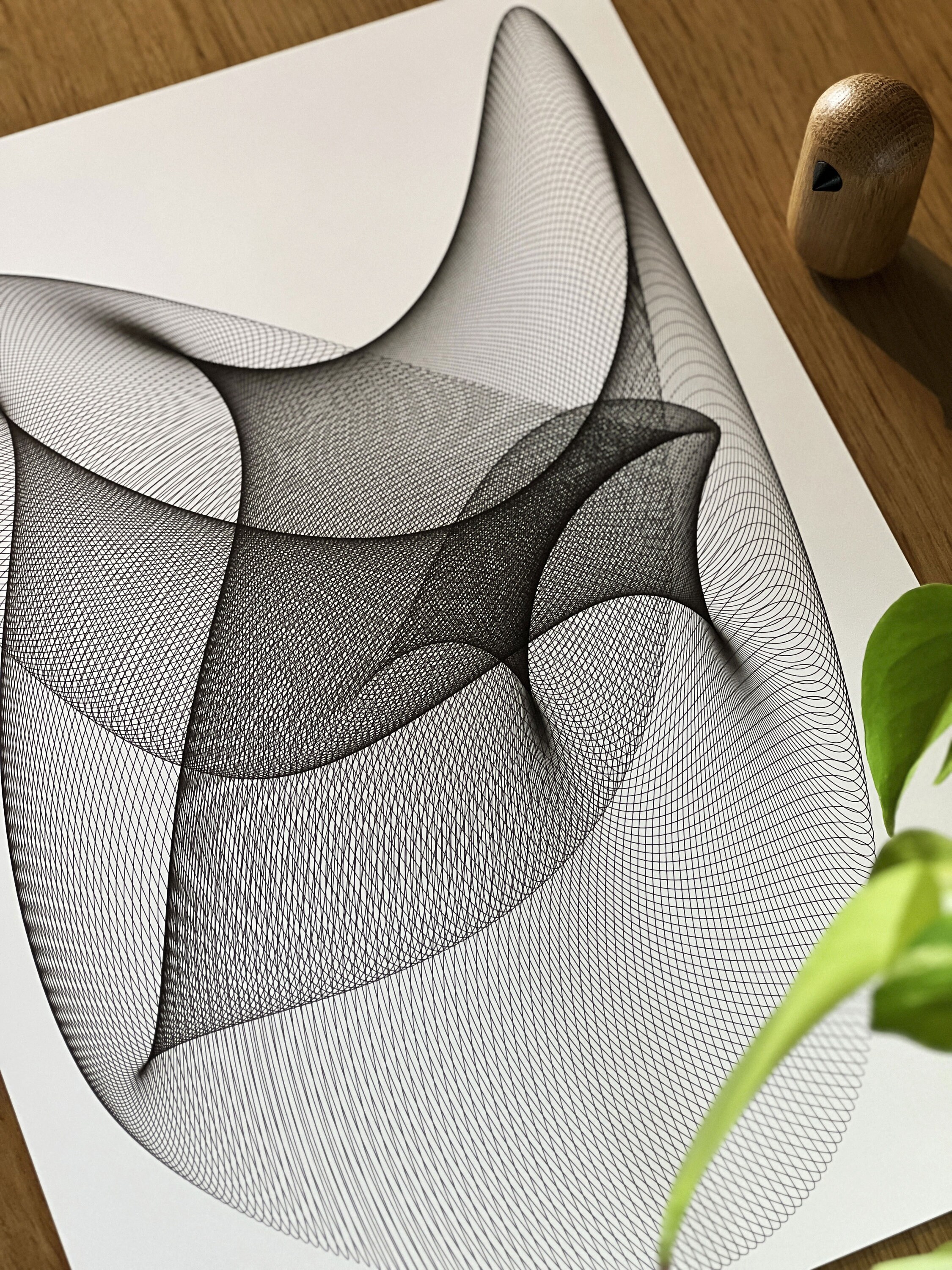 Pen Plotter Ink Drawing Fine Line Abstract Geometric Artwork Unique ...