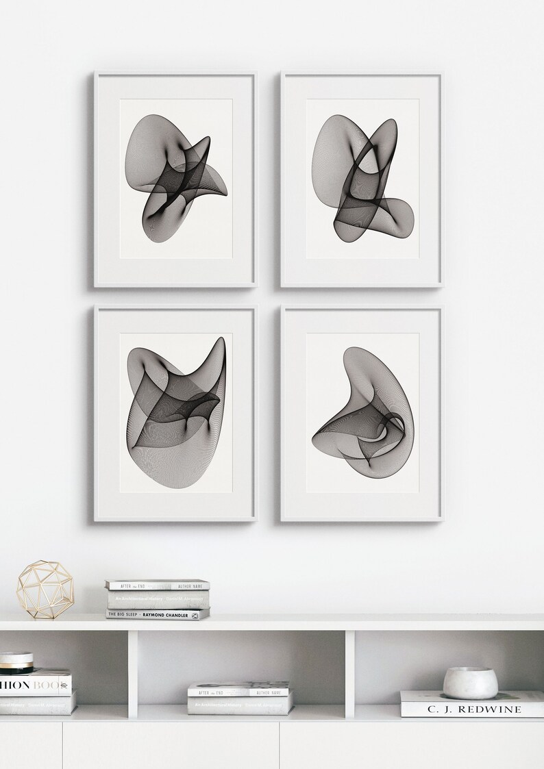 Pen Plotter Ink Drawing Fine Line Abstract Geometric Artwork Unique ...