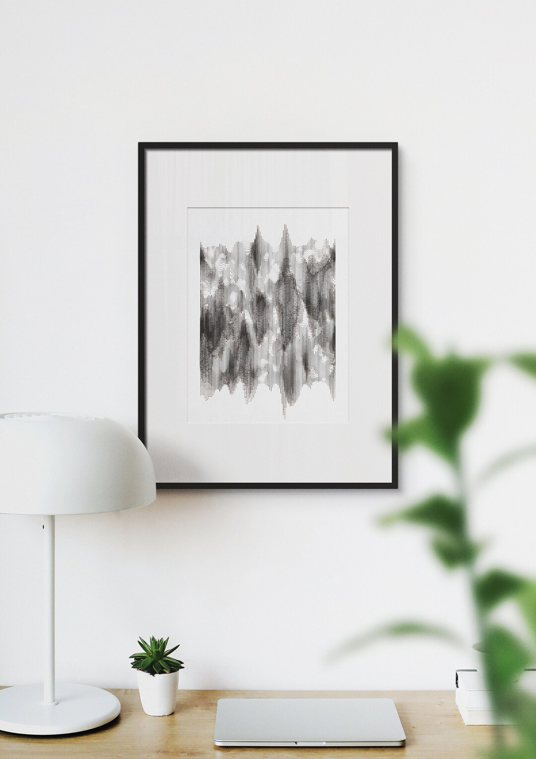 Obsidian No.8 – Pen Plot Art on Black Paper, Minimalist Abstract Line ...