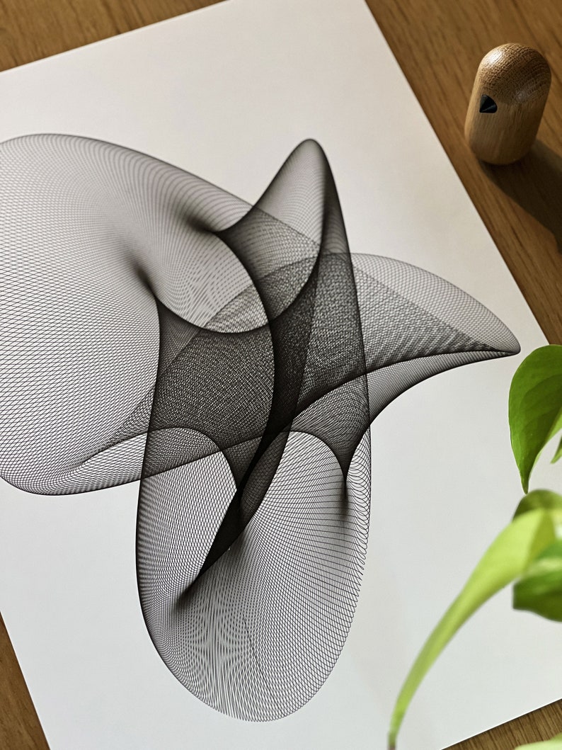 Pen Plotter Ink Drawing Fine Line Abstract Geometric Artwork Unique ...