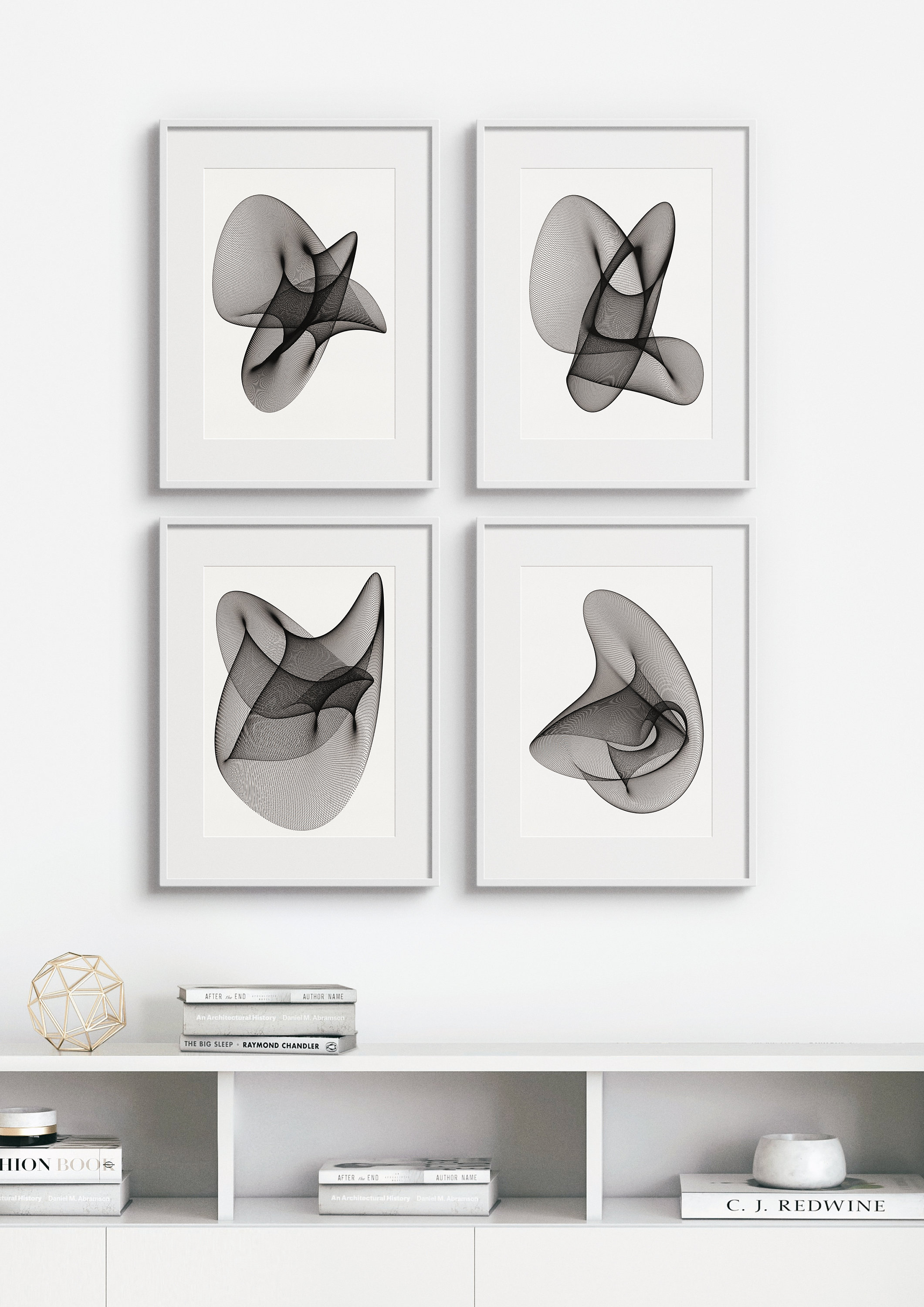 Pen Plotter Ink Drawing Fine Line Abstract Geometric Artwork Unique ...