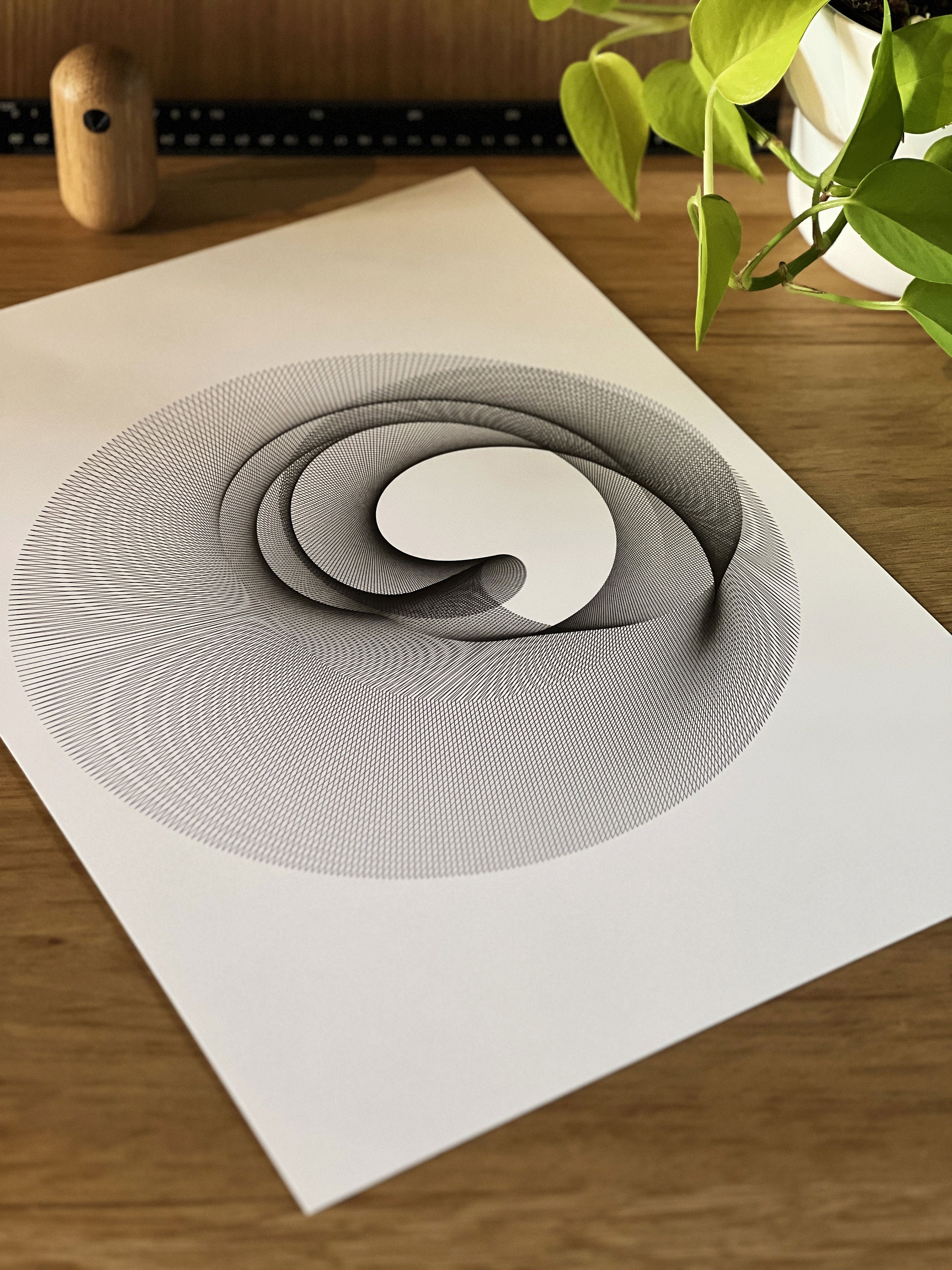 Pen Plotter Ink Drawing Fine Line Abstract Geometric Artwork Unique ...