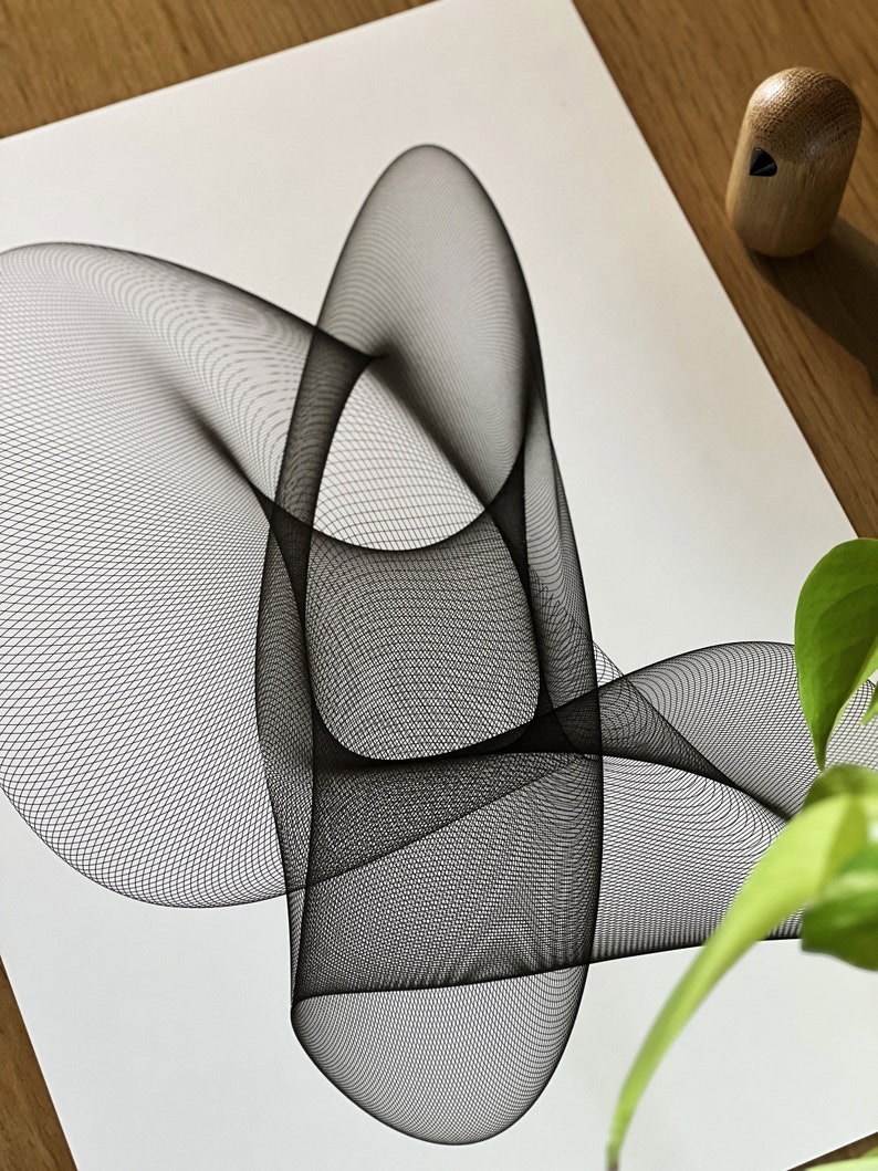 Pen Plotter Ink Drawing | Fine Line Abstract Geometric Artwork | Unique ...