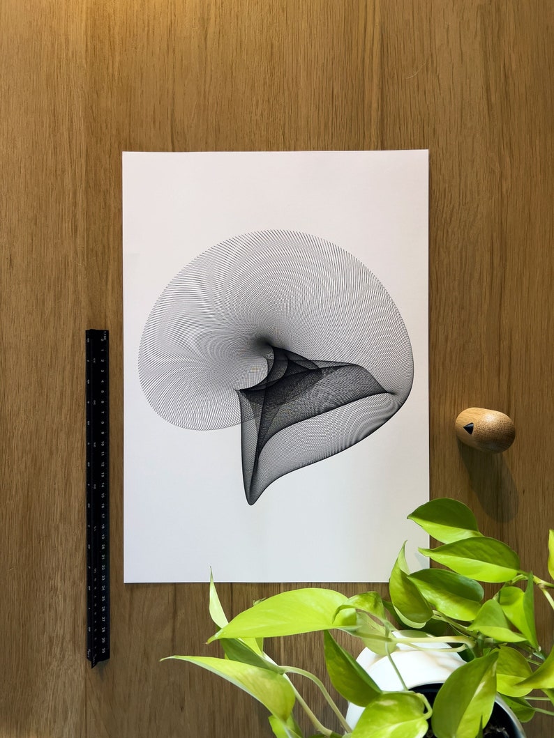 Pen Plotter Ink Drawing | Fine Line Abstract Geometric Artwork | Unique ...