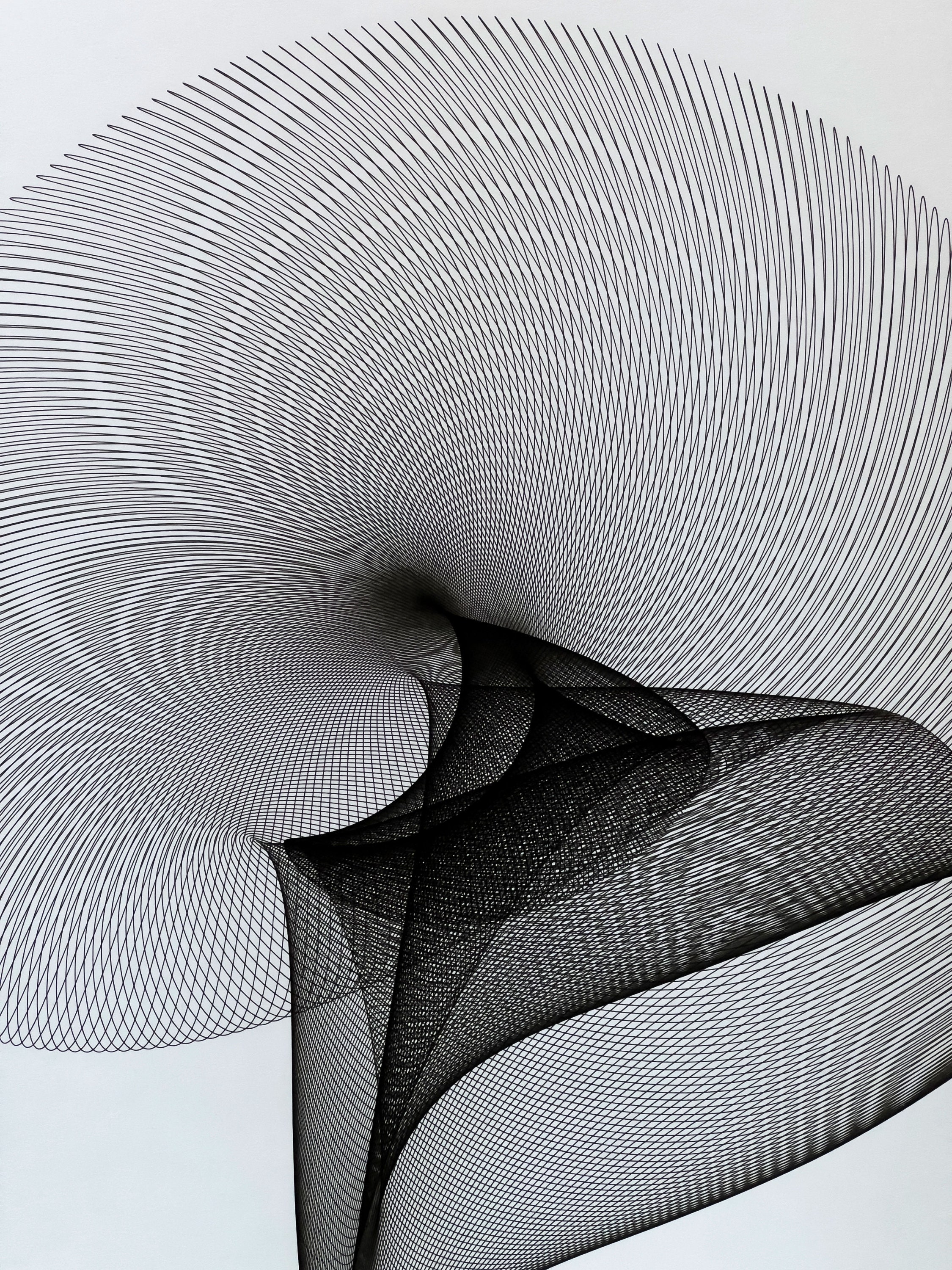 Pen Plotter Ink Drawing | Fine Line Abstract Geometric Artwork | Unique ...