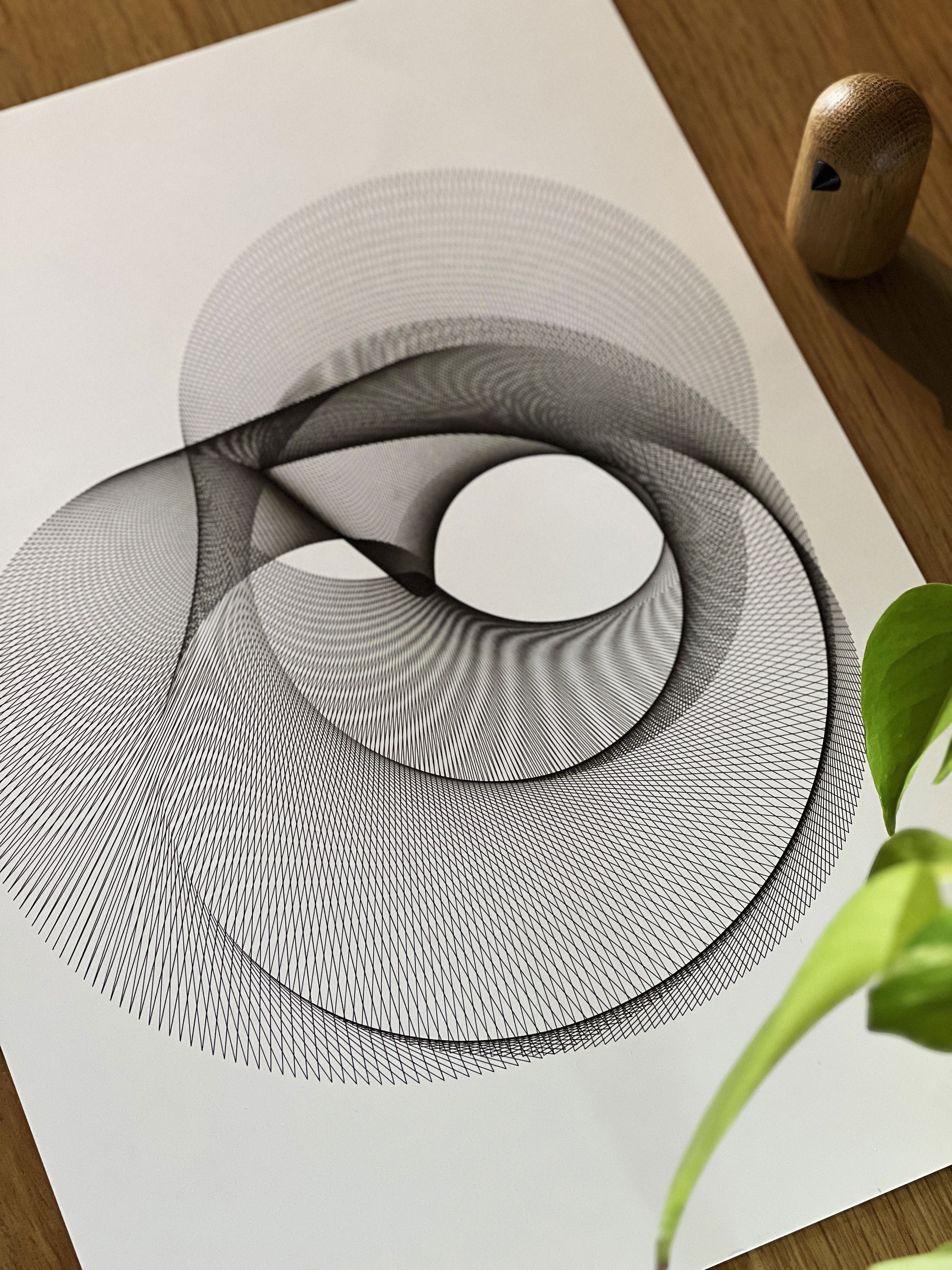 Pen Plotter Ink Drawing Fine Line Abstract Geometric Artwork Unique ...