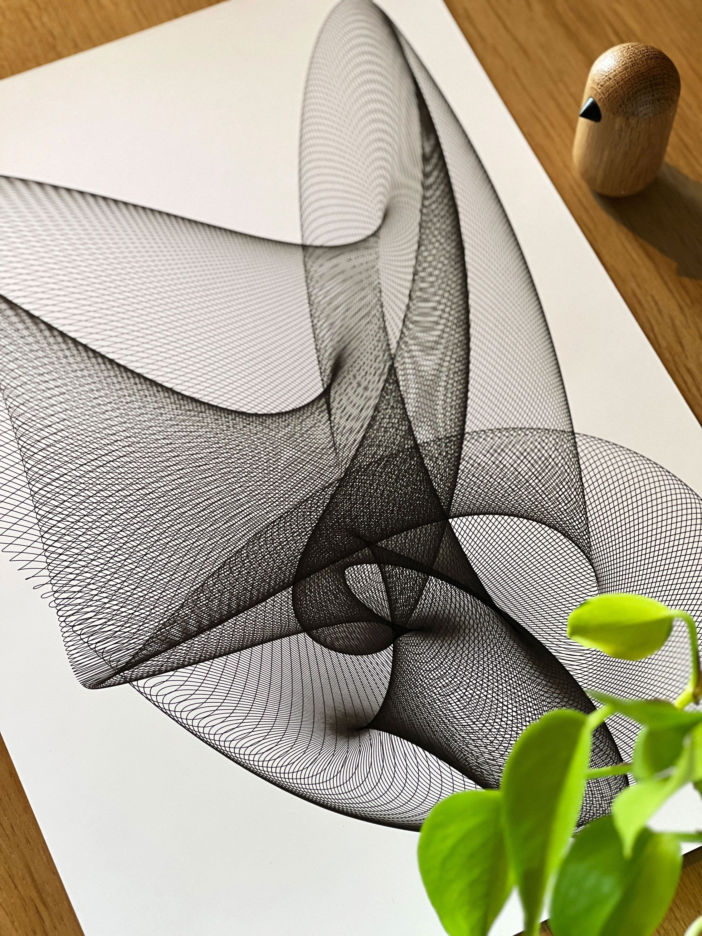Pen Plotter Ink Drawing | Fine Line Abstract Geometric Artwork | Unique ...