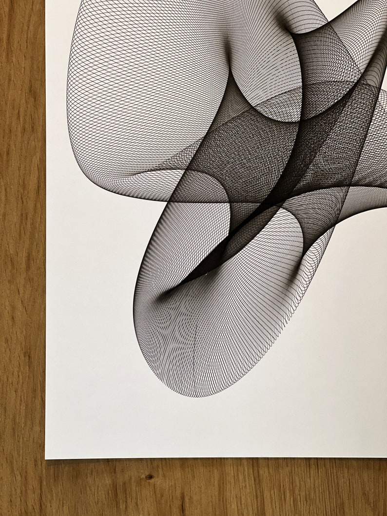 Pen Plotter Ink Drawing Fine Line Abstract Geometric Artwork Unique ...