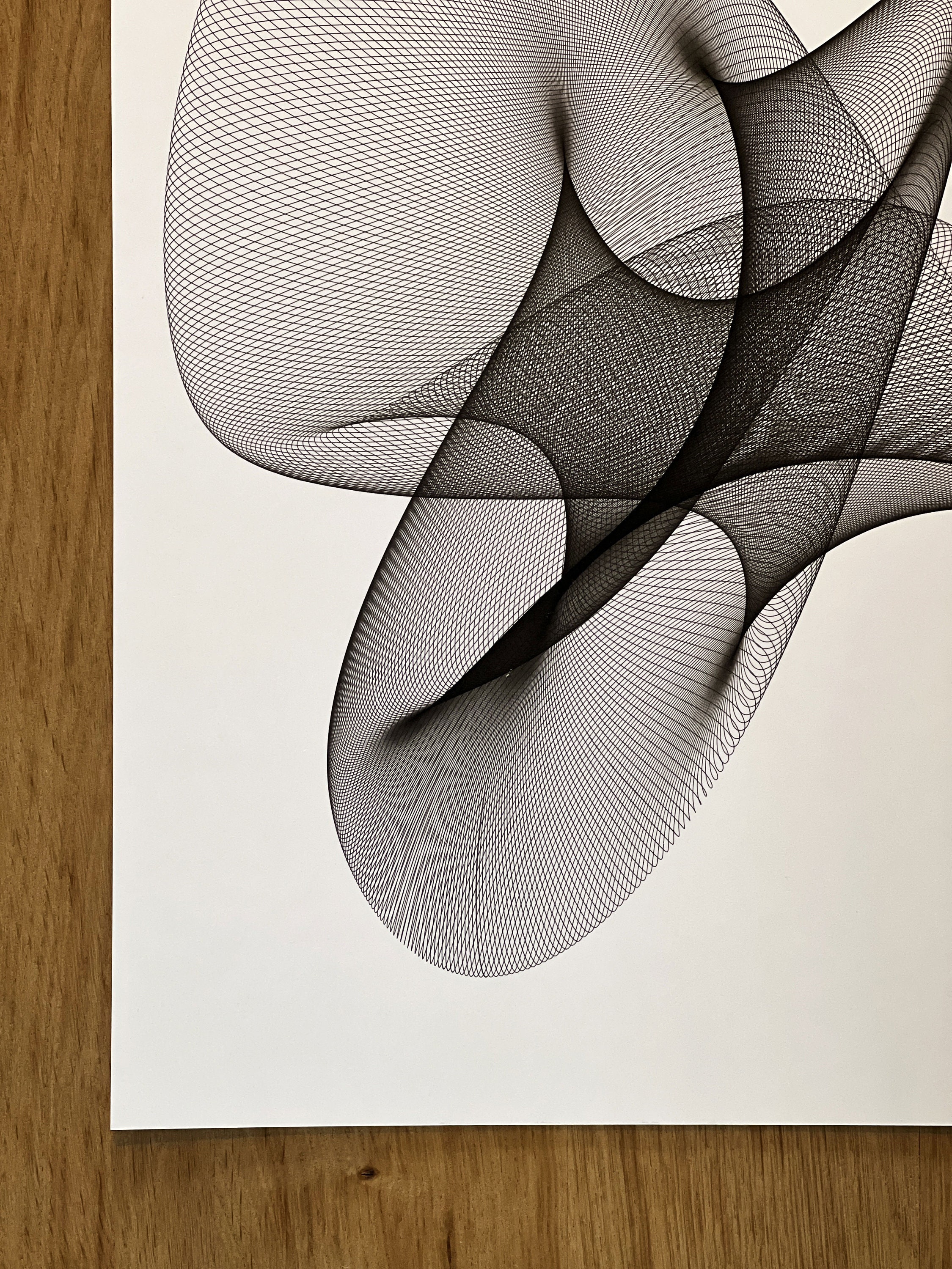 Pen Plotter Ink Drawing Fine Line Abstract Geometric Artwork Unique ...