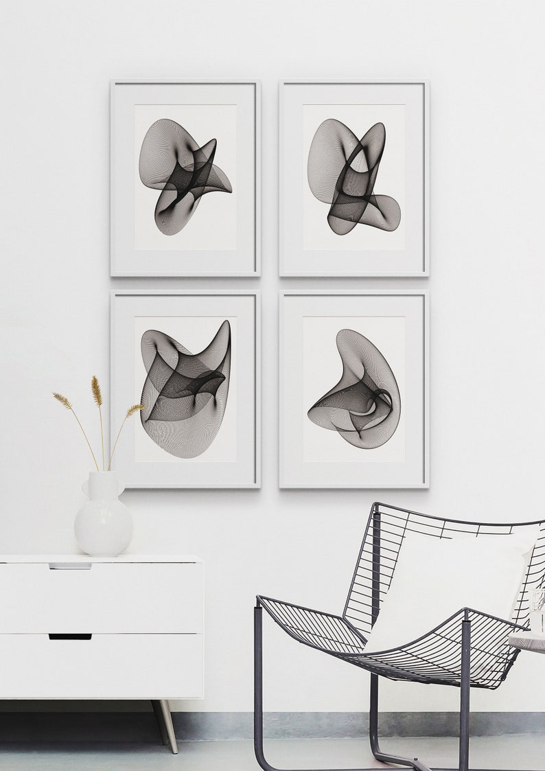 Pen Plotter Ink Drawing Fine Line Abstract Geometric Artwork Unique ...