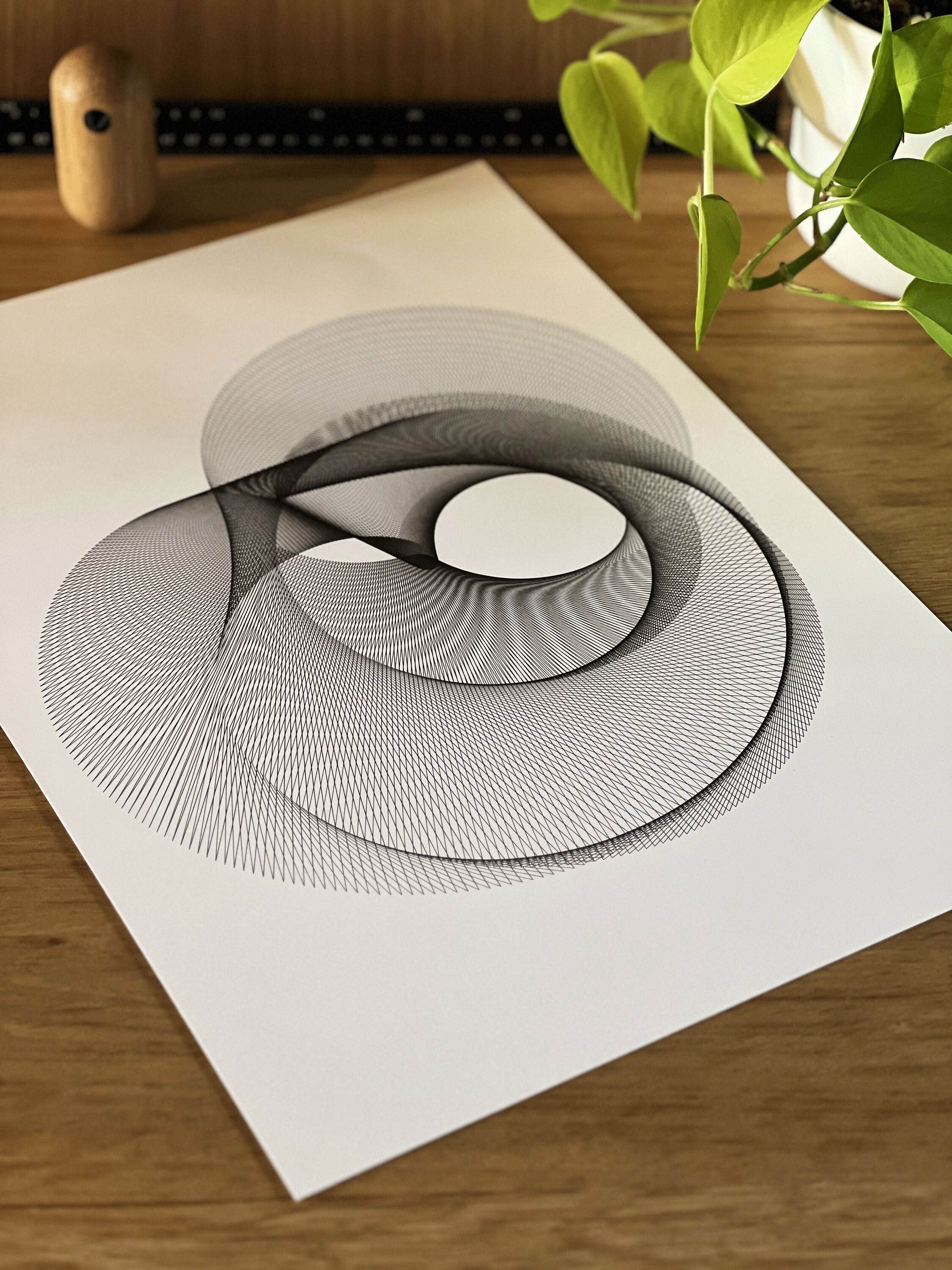 Pen Plotter Ink Drawing Fine Line Abstract Geometric Artwork Unique ...