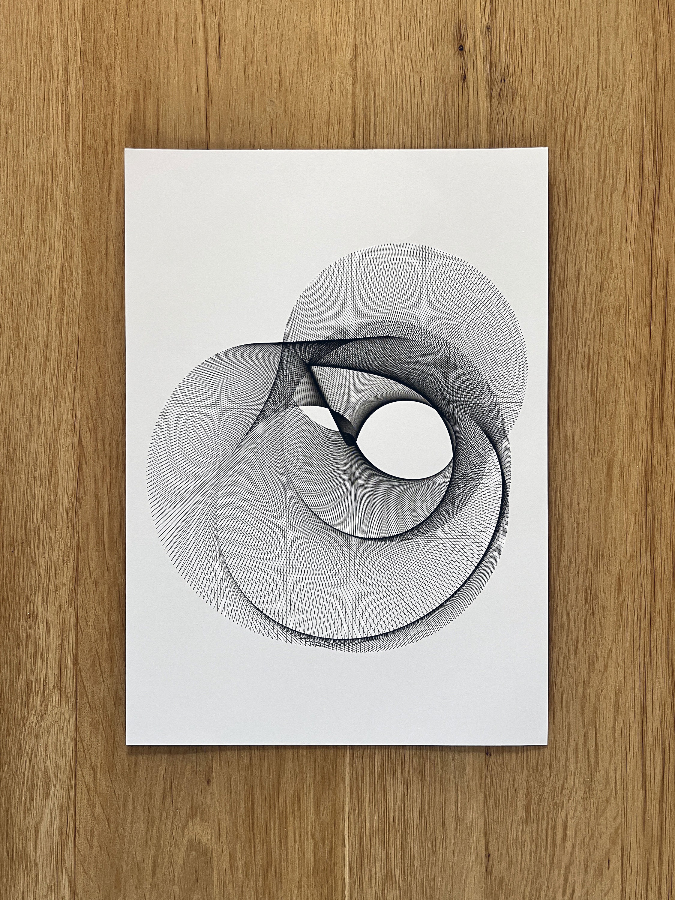 Pen Plotter Ink Drawing Fine Line Abstract Geometric Artwork Unique ...