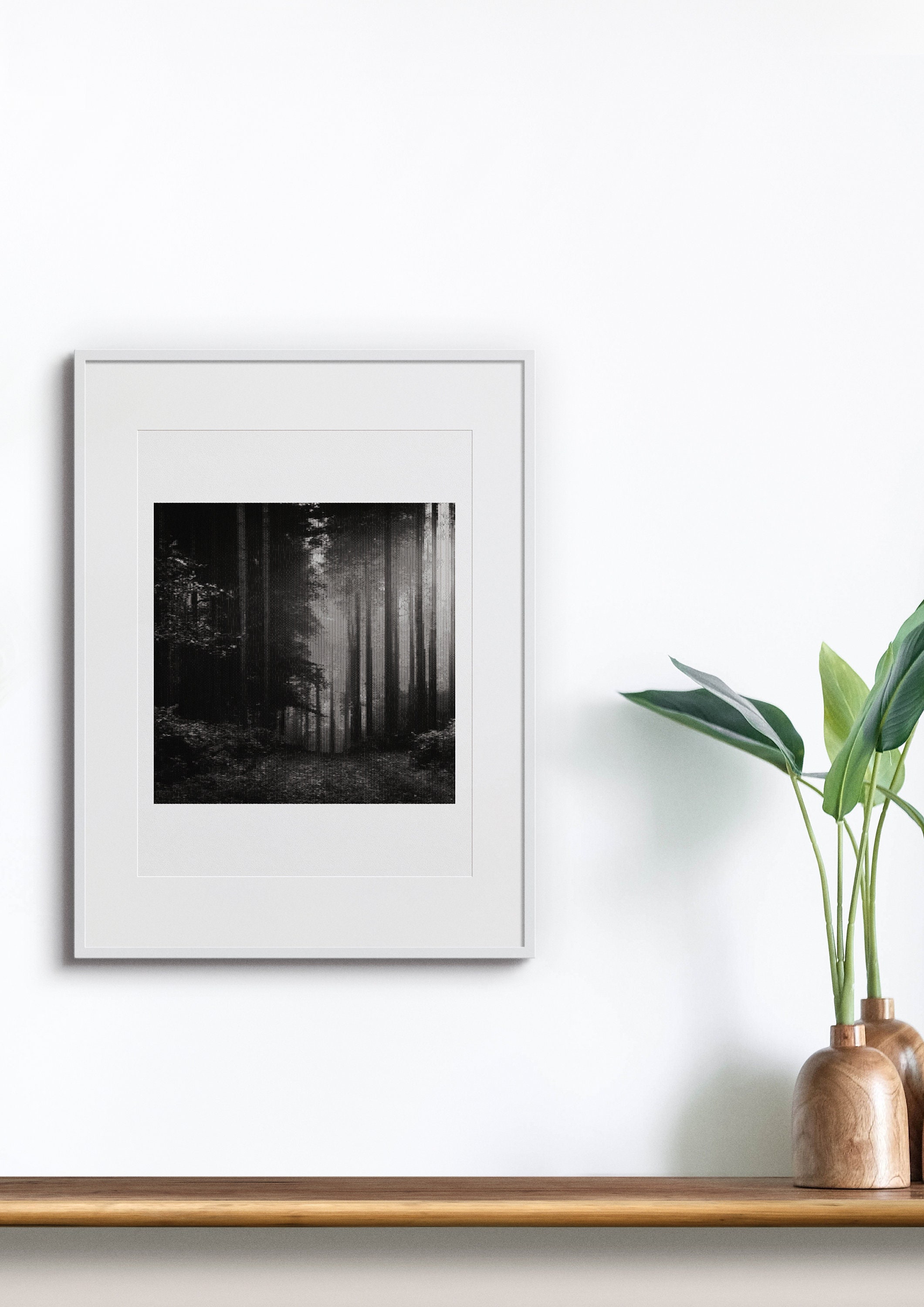 Pen Plotter Ink Drawing | Abstract Artwork of a Forest | Unique Black ...