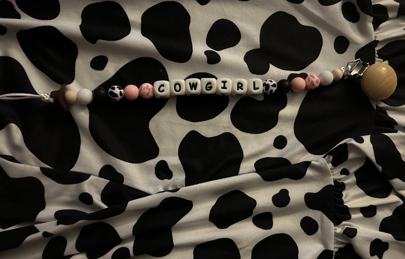 Cowgirl Cow Print Baby Pacifier Clip - Etsy