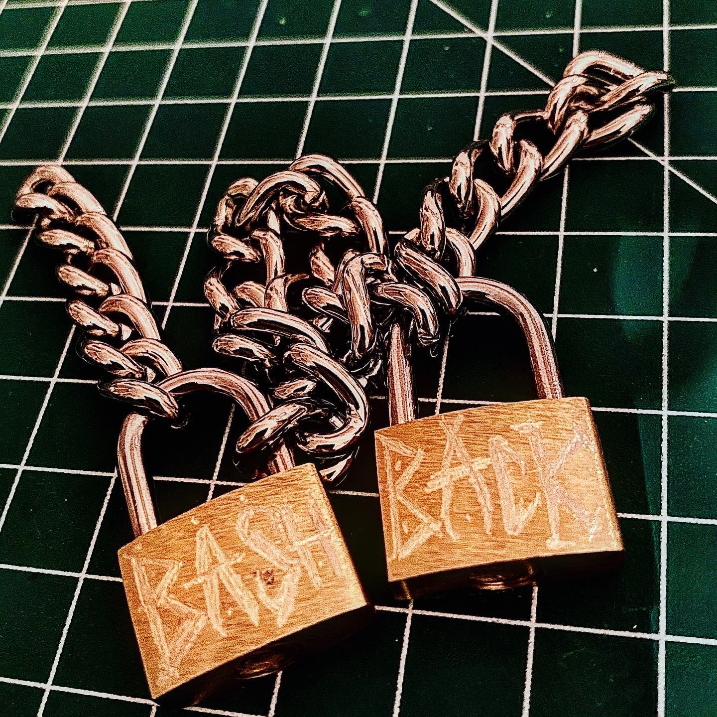 BASH BACK double padlock chain necklace. With baseball bat and | Etsy