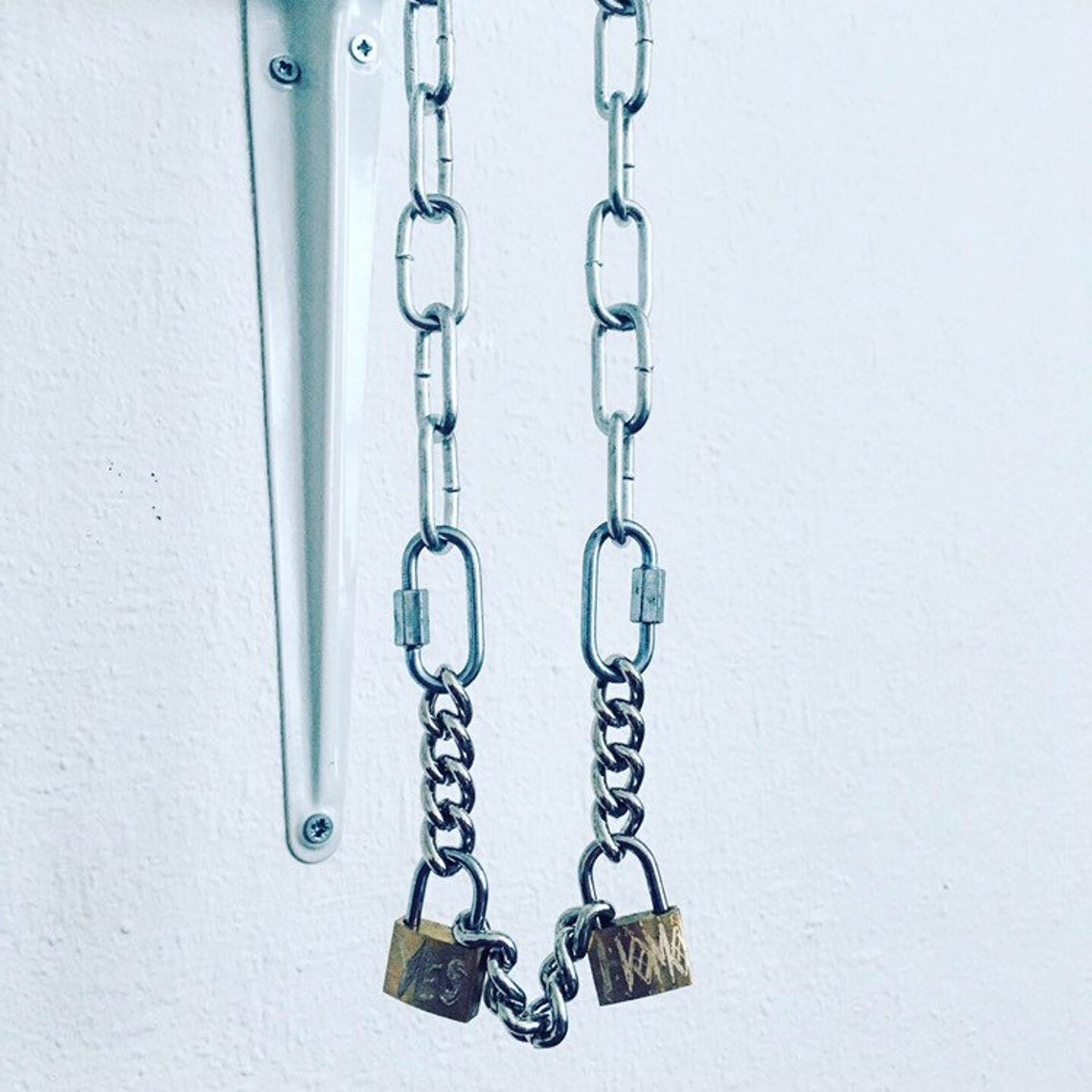 TRANS 4 TRANS contrast padlock neck chain. Hand engraved | Etsy