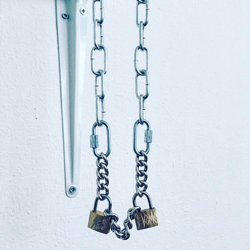 TRANS 4 TRANS contrast padlock neck chain. Hand engraved | Etsy