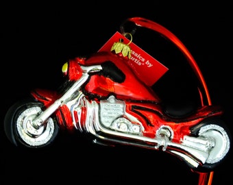 Chopper Bike and Motorcycle Helmet Christmas Ornament Handmade From ...