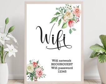 Printable Wifi Network Password Sign. Editable Digital - Etsy